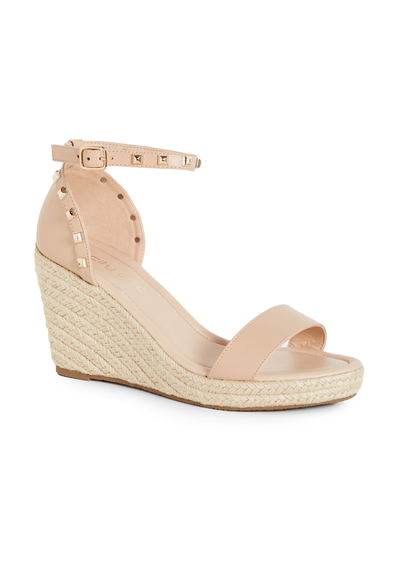 Electric Gold Stud Hardware Wedge - nude | Woman Within