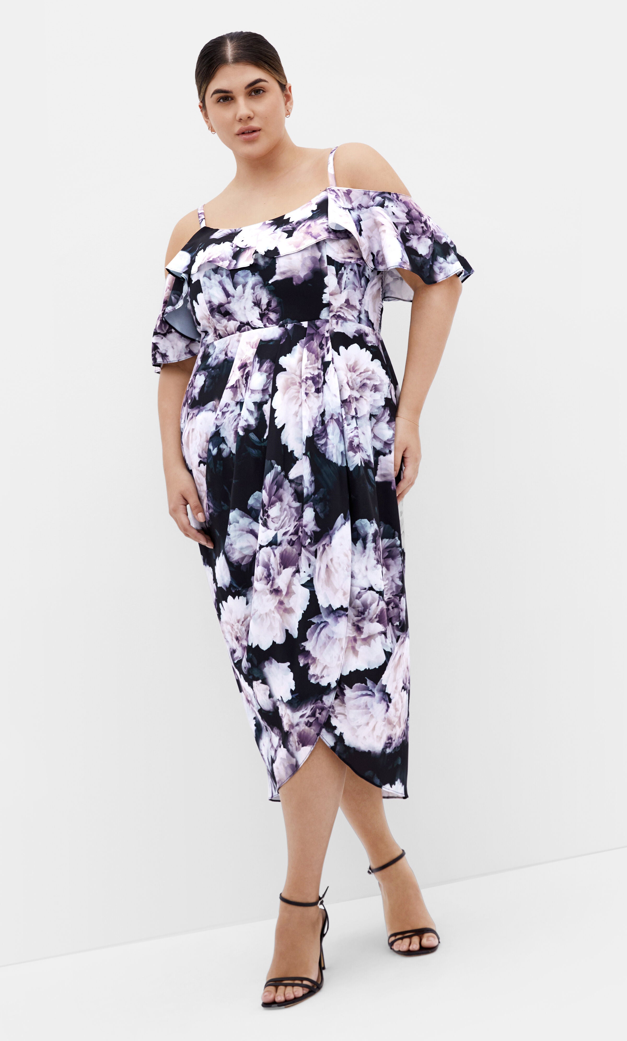 Floral Drape Midi Dress - charcoal | Woman Within