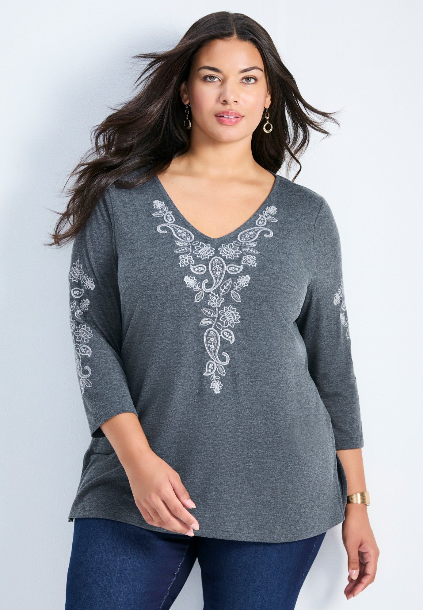 Casey Embroidered Top | Woman Within