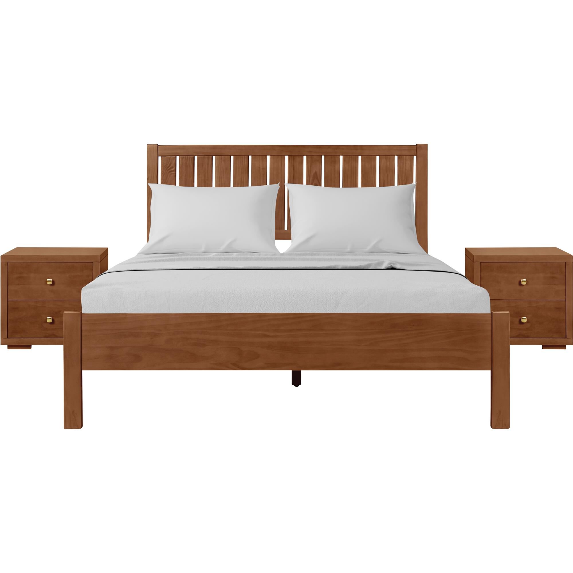 Graham Wooden Platform Bed in Walnut, King with 2 Nightstands | Woman ...