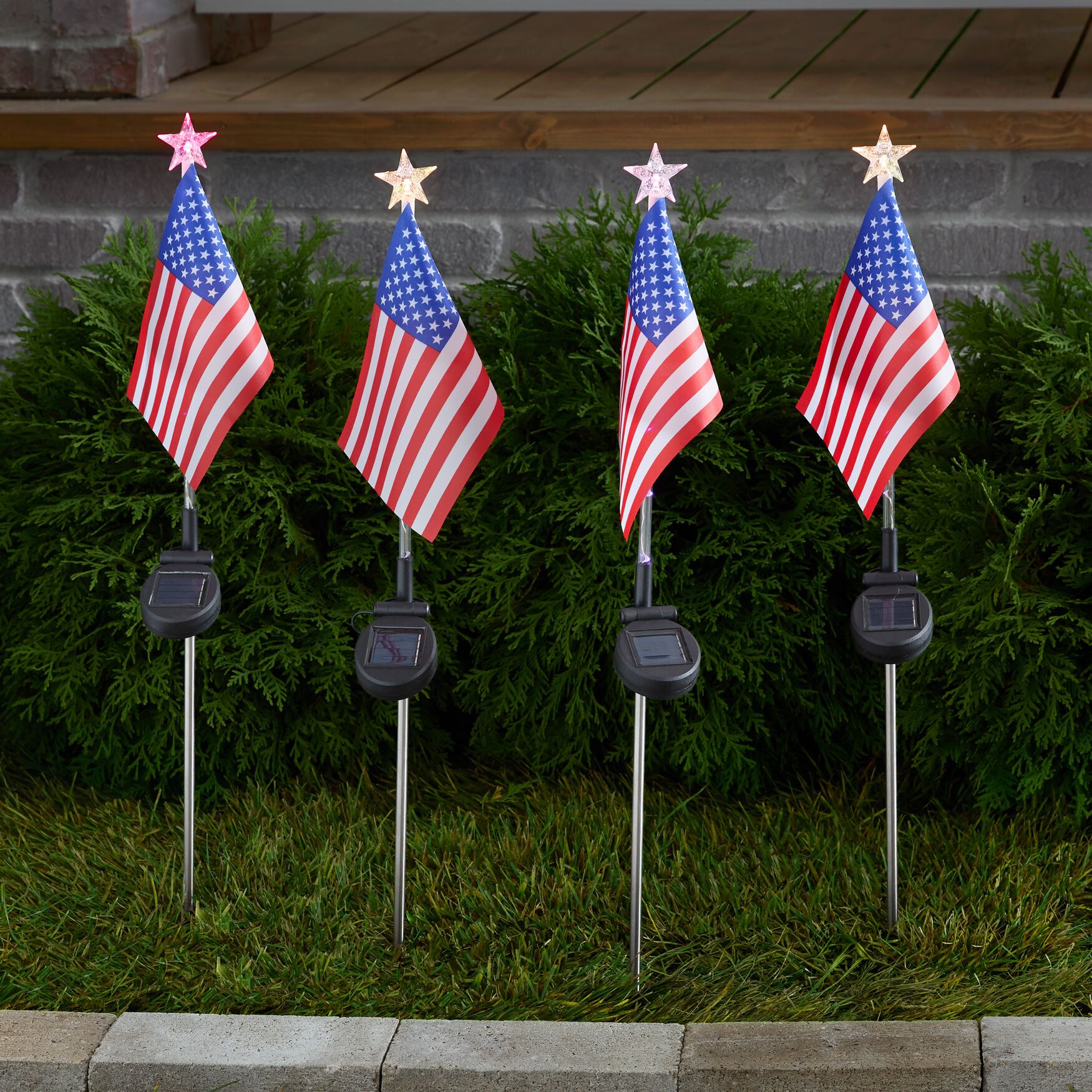 Set Of 4 Pre-Lit Solar Flags | Woman Within