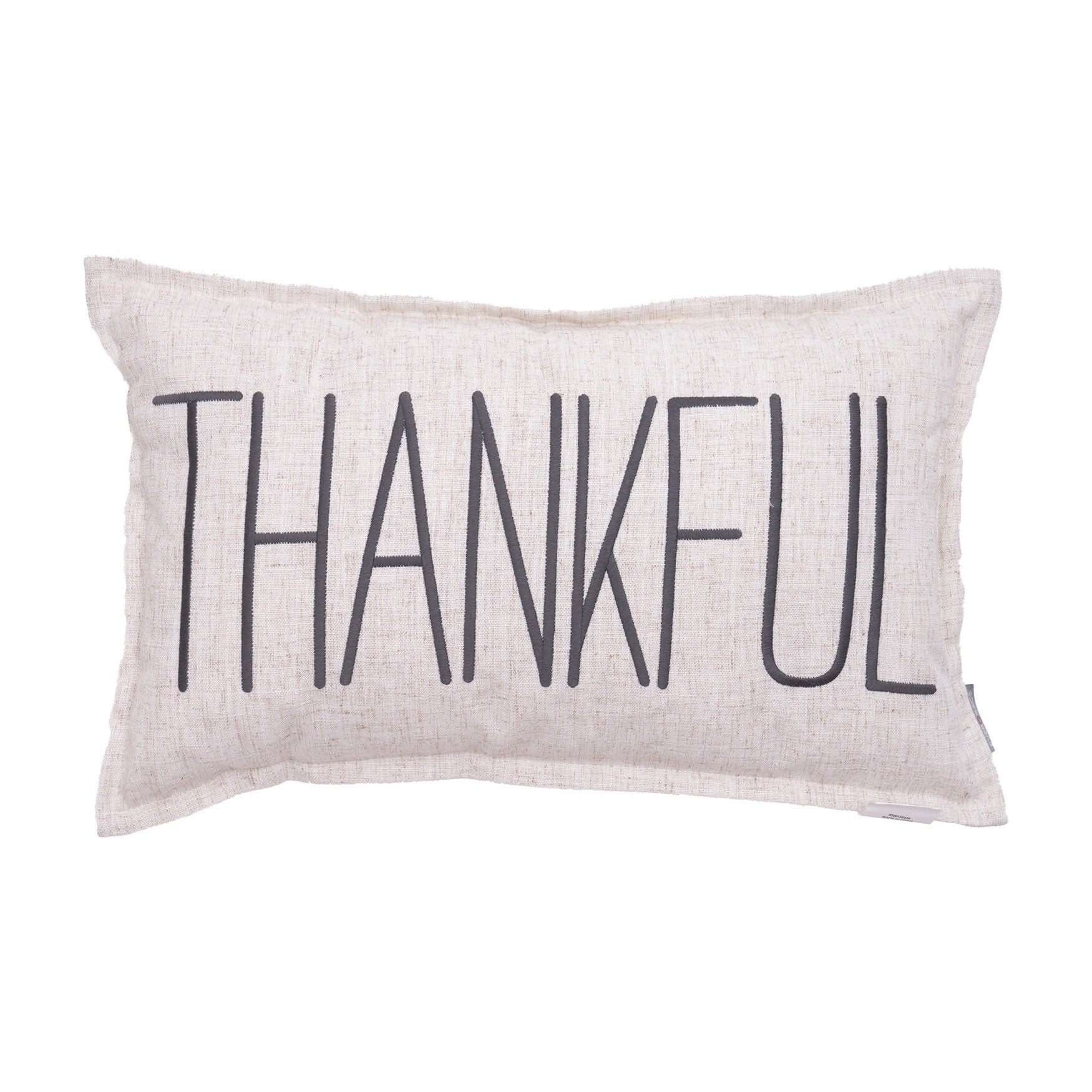 Waska Sentiment Linen Lumbar Pillow - Thankful, Neutral | Woman Within