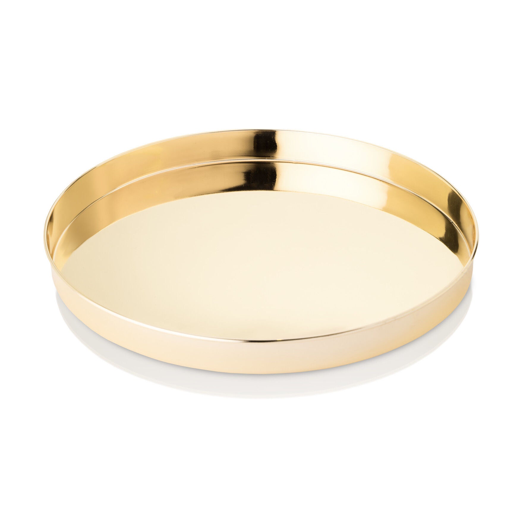 Round Gold-Plated Serving Tray, Gold | Woman Within