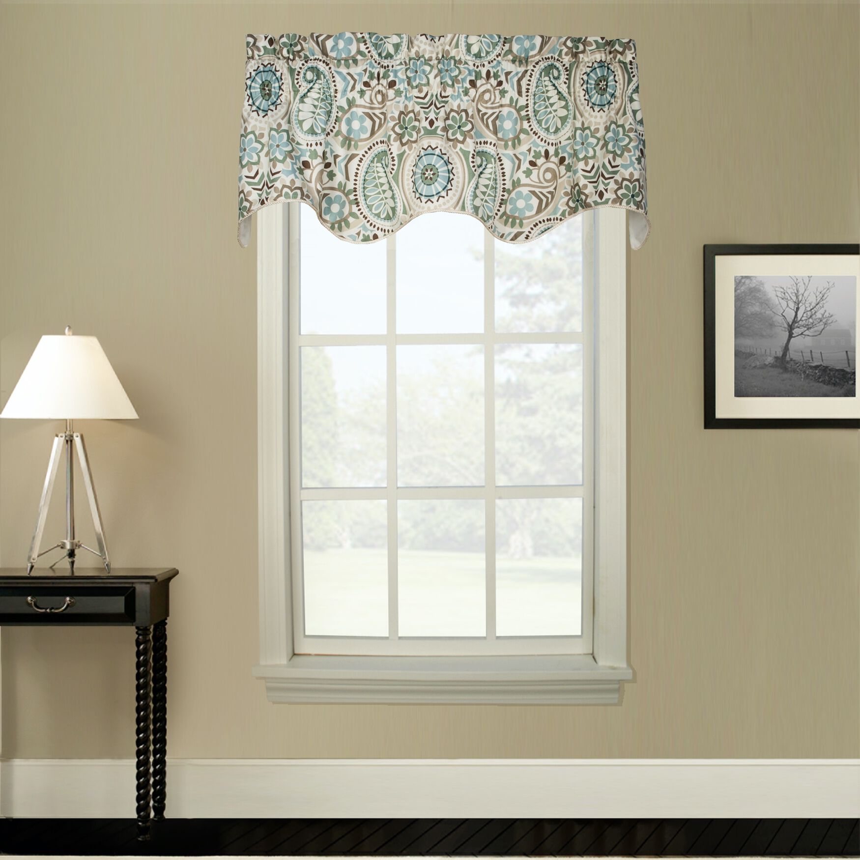 Paisley Prism Lined Duchess Valance, Latte | Woman Within