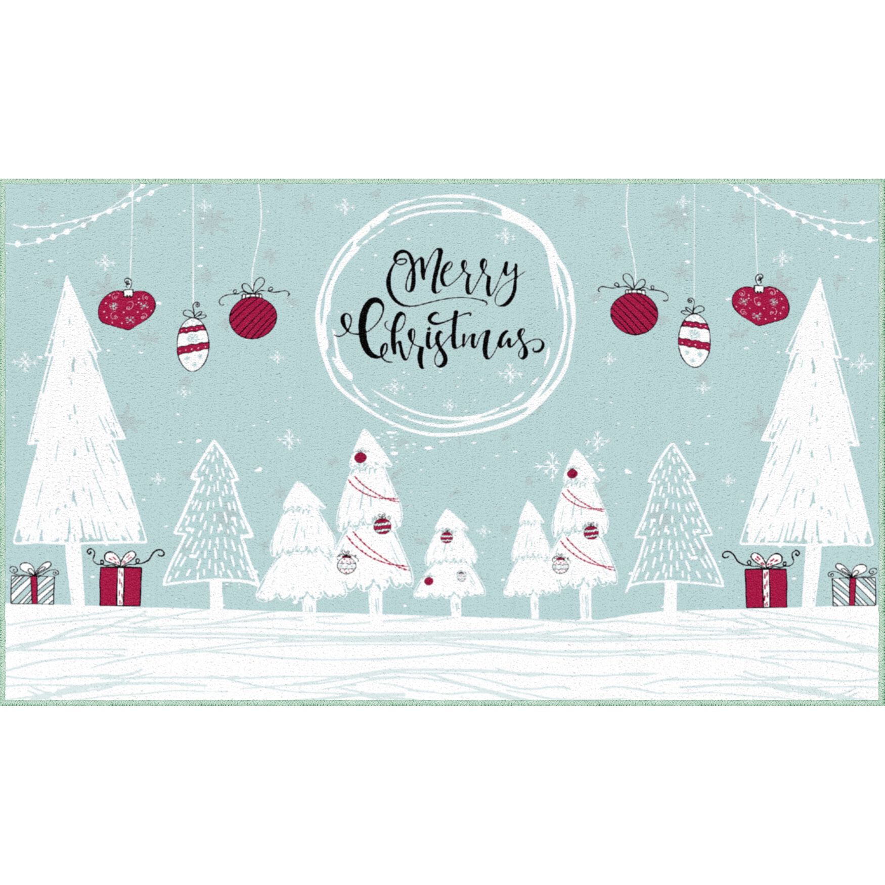Festive Merry Forest Kitchen Rug – Light Blue, 4496068 | Woman Within