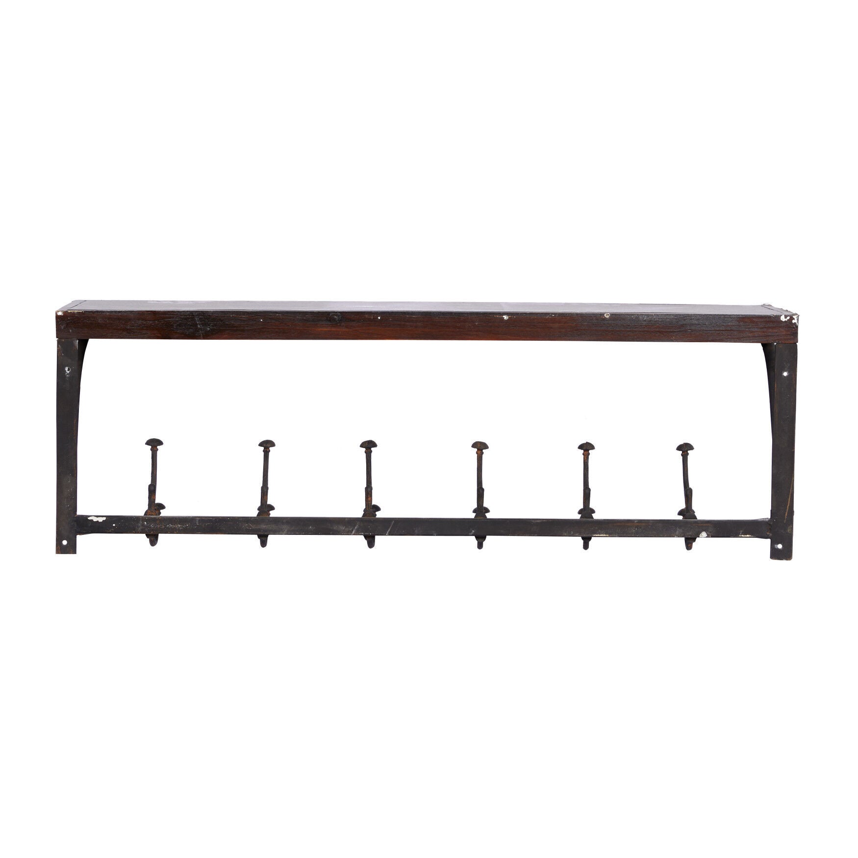 Industrial Brown Wood Wall Hooks with Shelf, 4436901 | Woman Within
