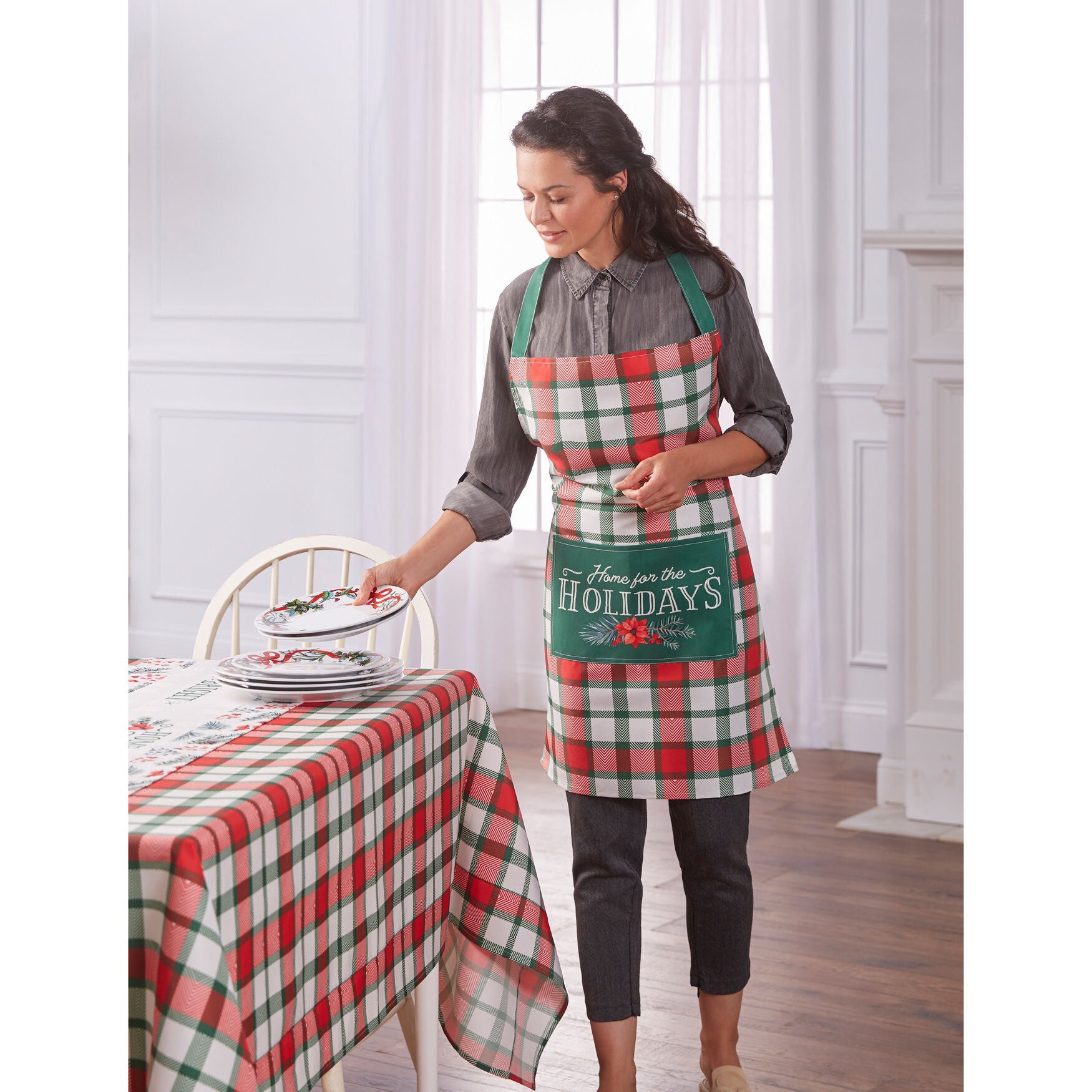 Festive Holiday Plaid Apron for Kitchen Decor | Woman Within