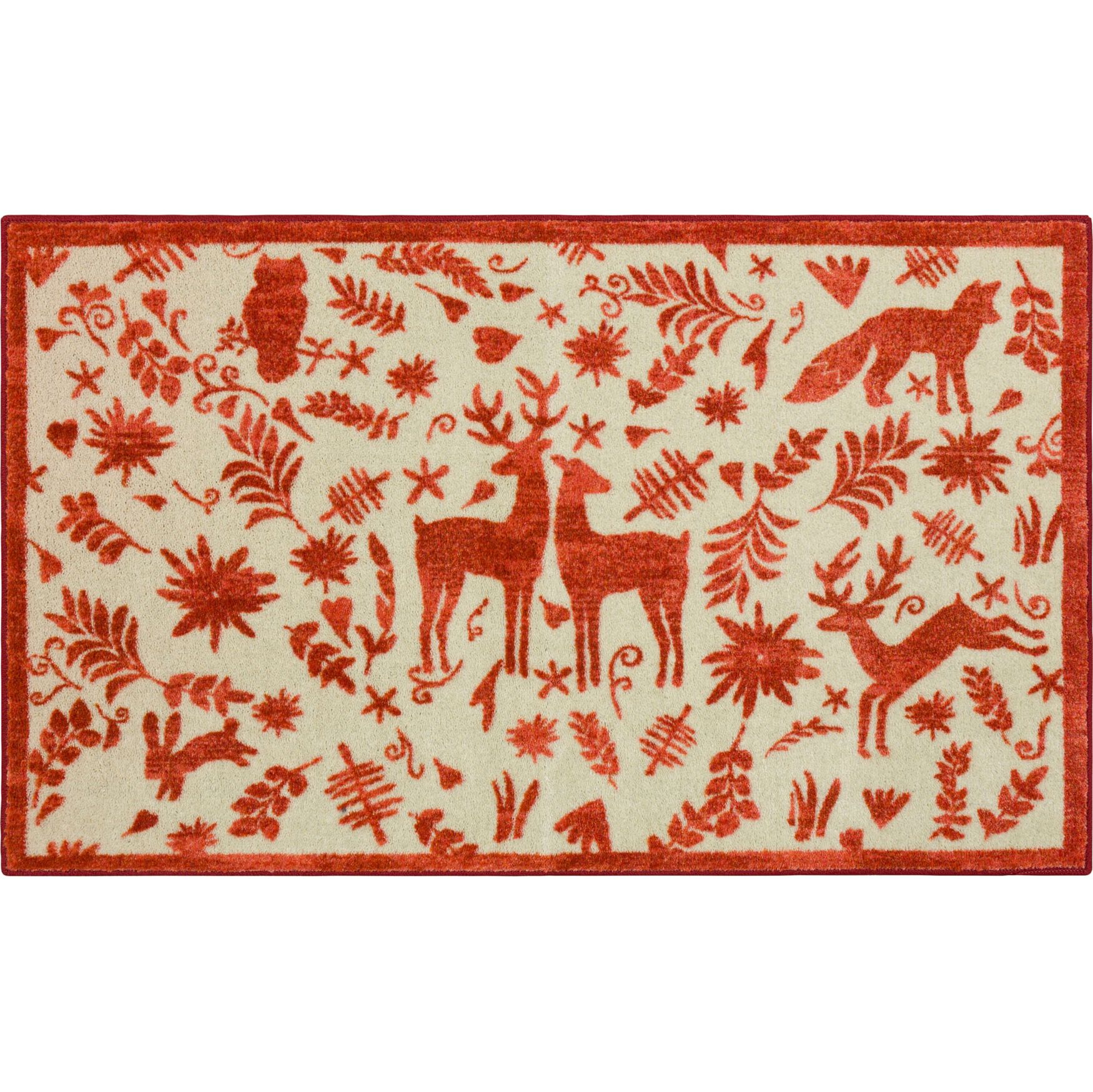 Holiday Forest Kitchen Rug - Festive Red Design, 4496092 | Woman Within