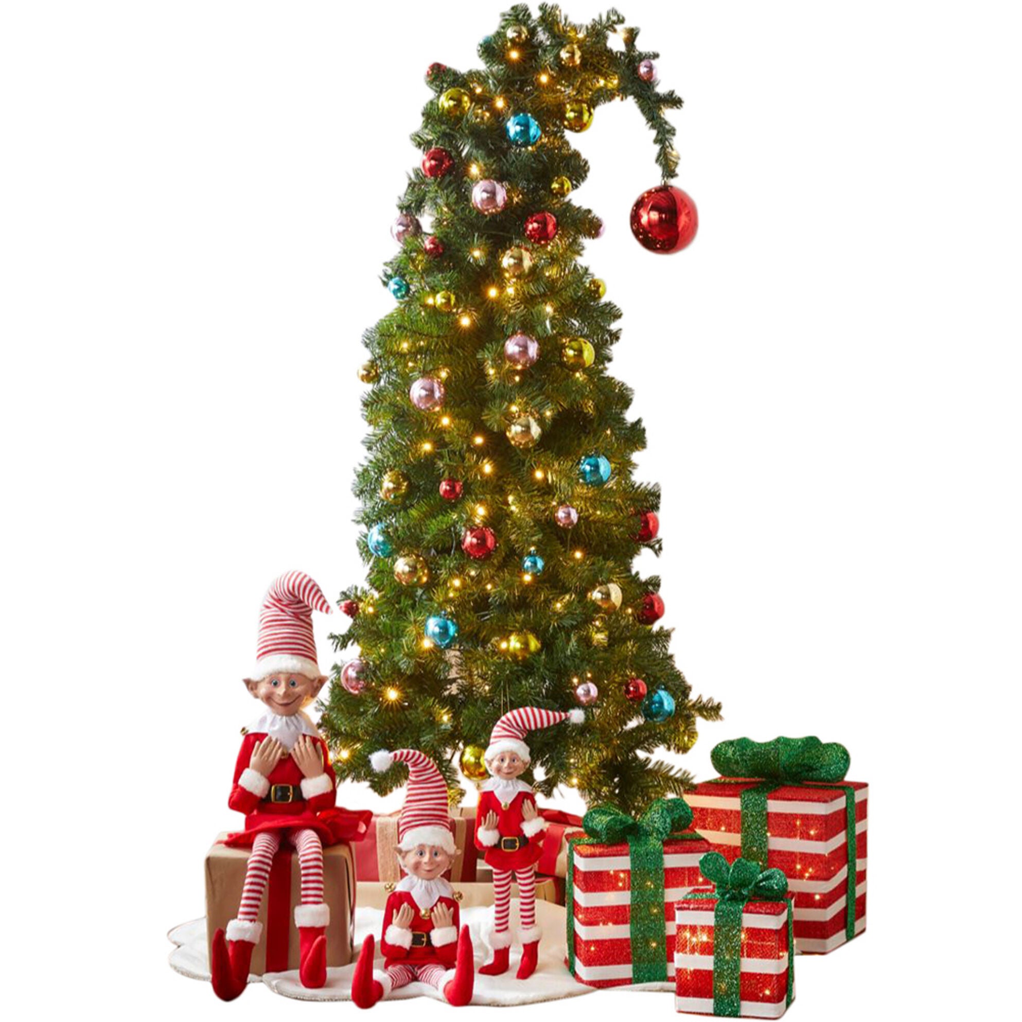 5’H Pre-lit Pre-Decorated Elf Hat Tree | Woman Within