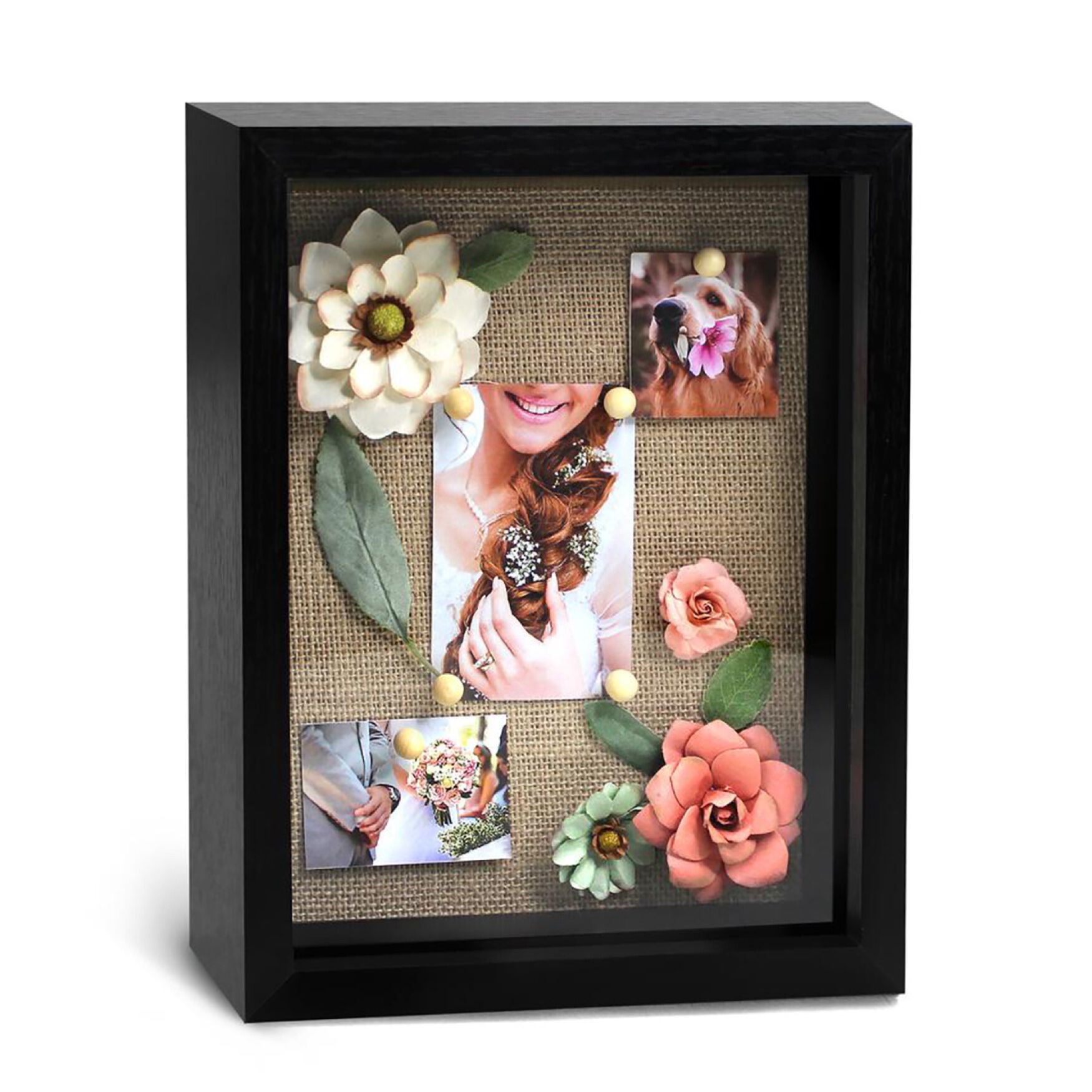 Elegant Wood Frame Shadowbox with Glass, Black | Woman Within