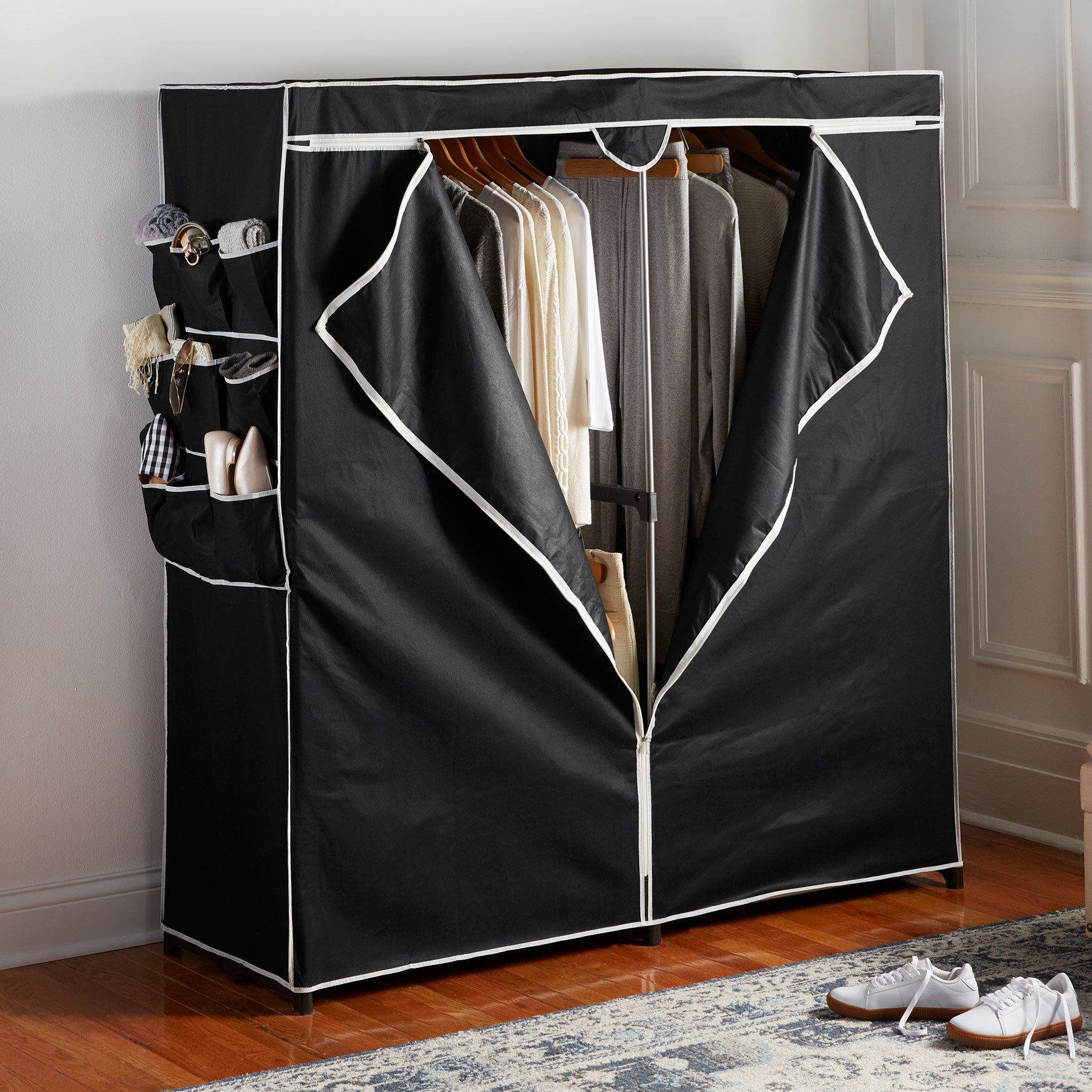 Waterproof 60" Wardrobe for Dust-Free Storage, Black | Woman Within