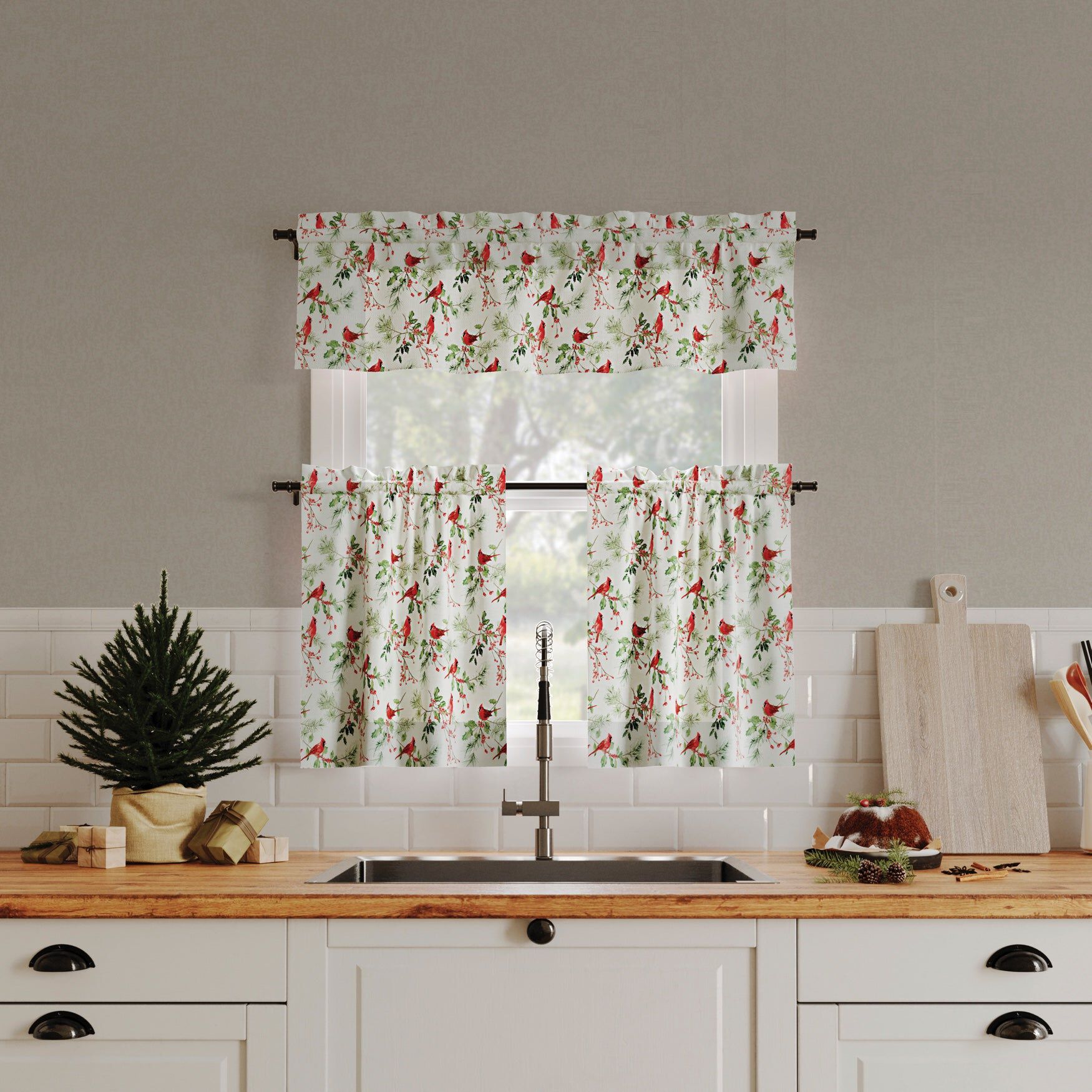 Cardinal Printed Tier & Valance | Woman Within