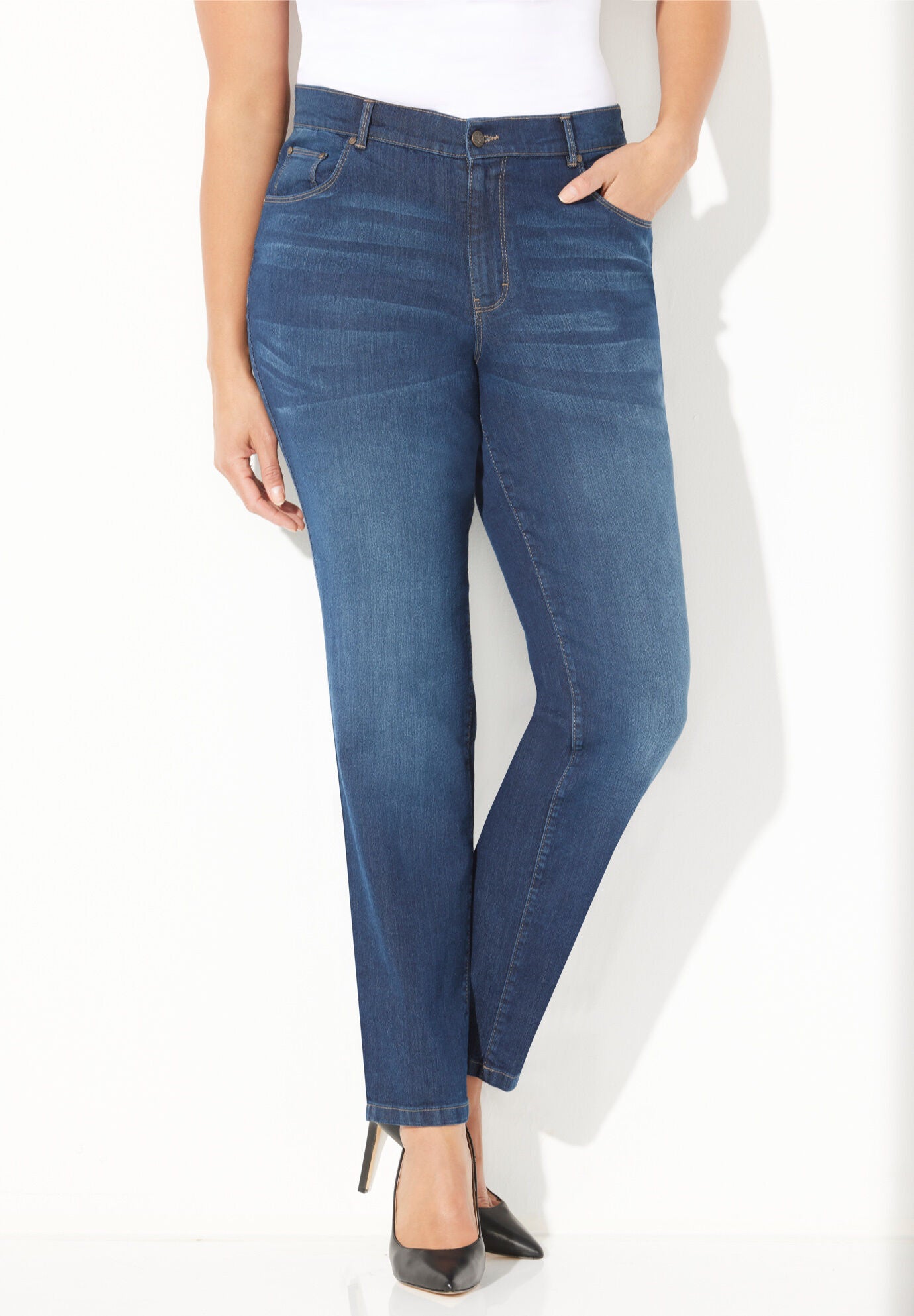 Right Fit® Moderately Curvy Modern Slim Leg Jean | Woman Within