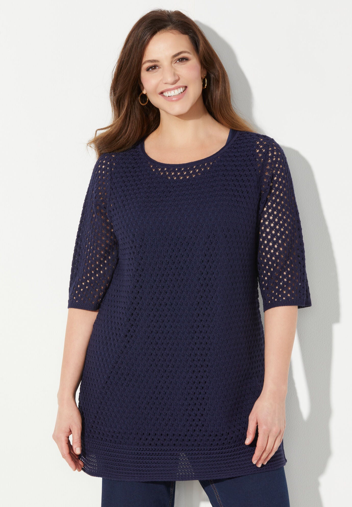 Open Stitch Pullover Sweater | Woman Within