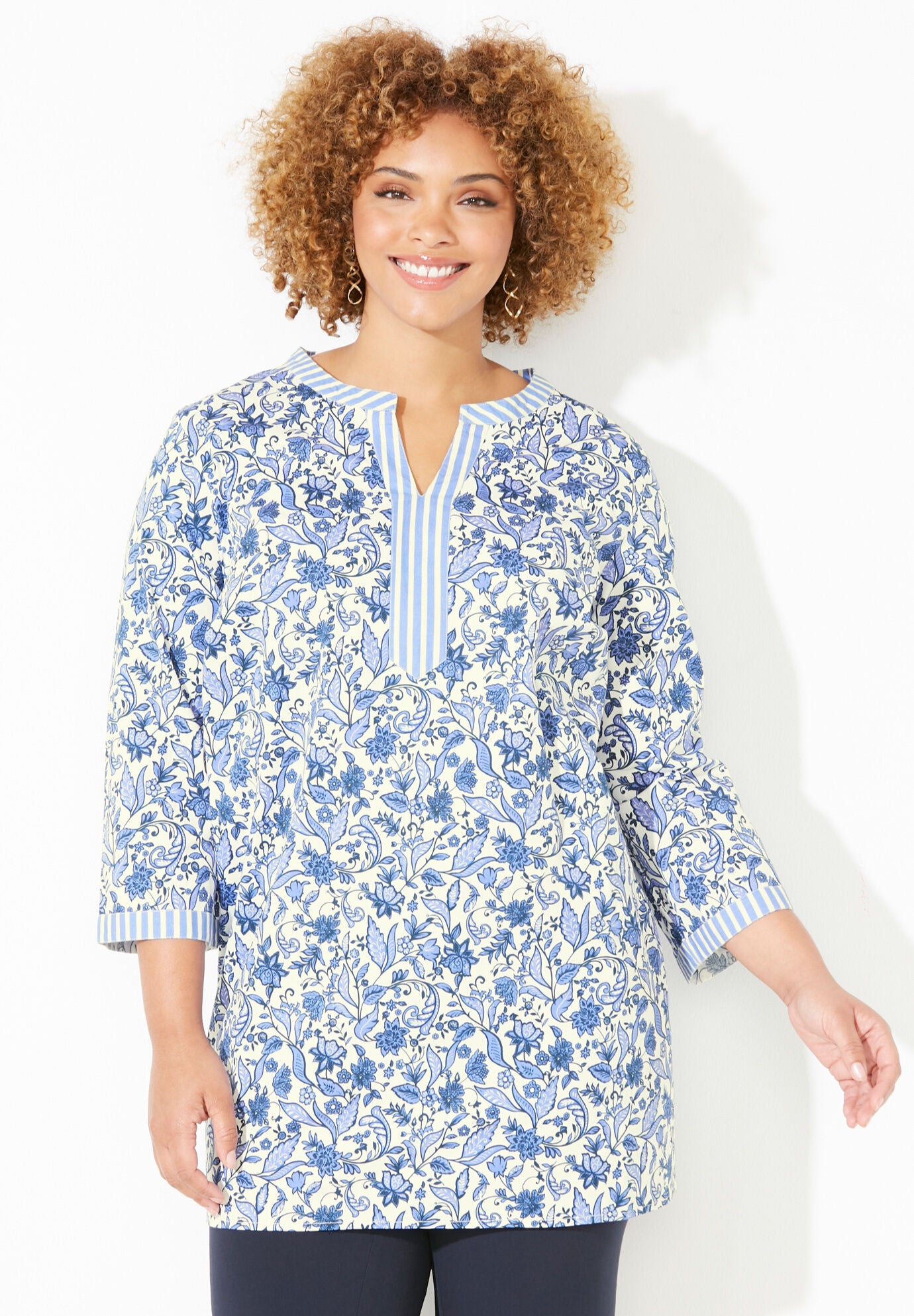 Liz&Me® Mixed Print Colorblock Tunic | Woman Within