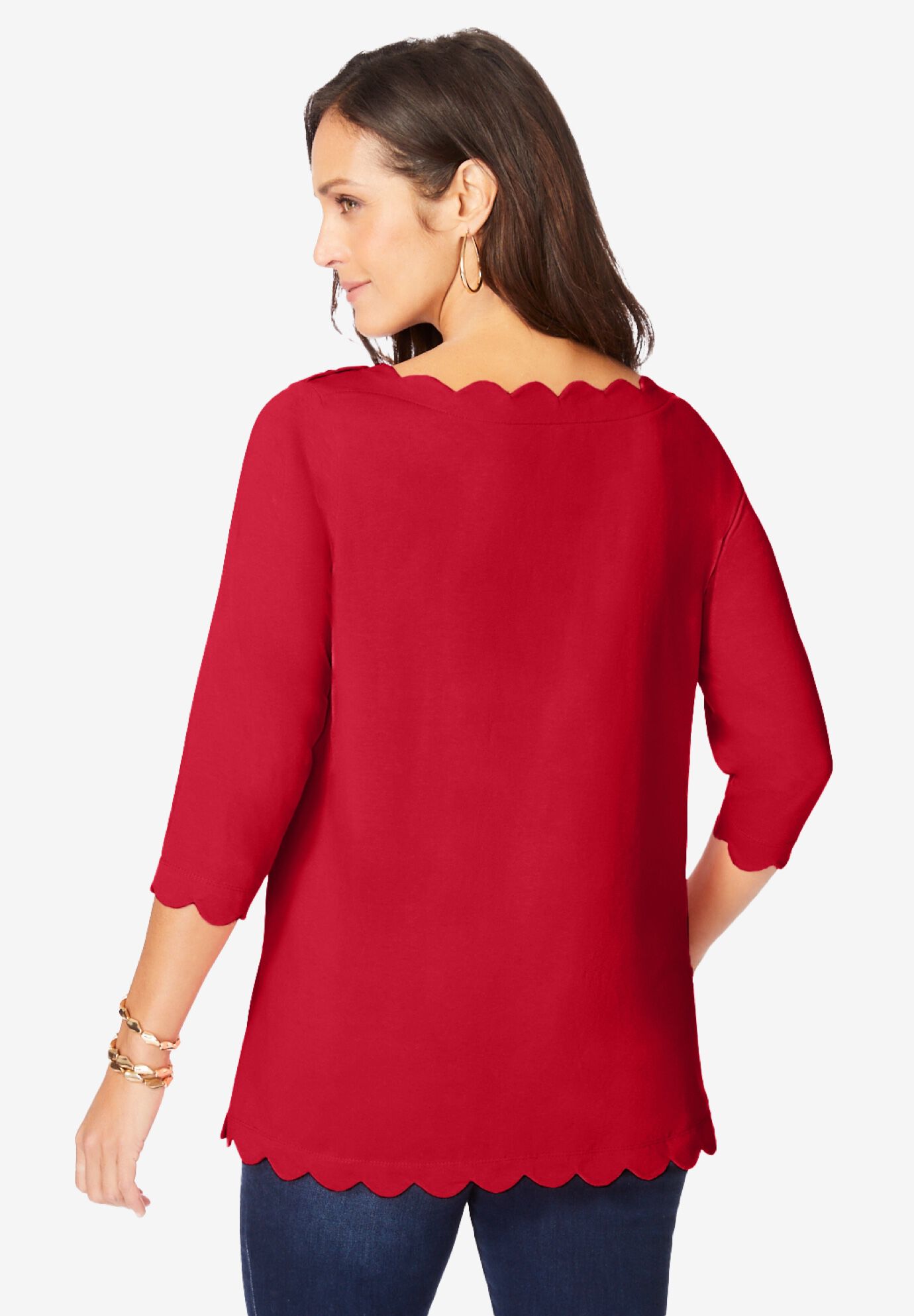 Scallop Boatneck Tunic, Plus Sizes Available, Tea Rose | Woman Within