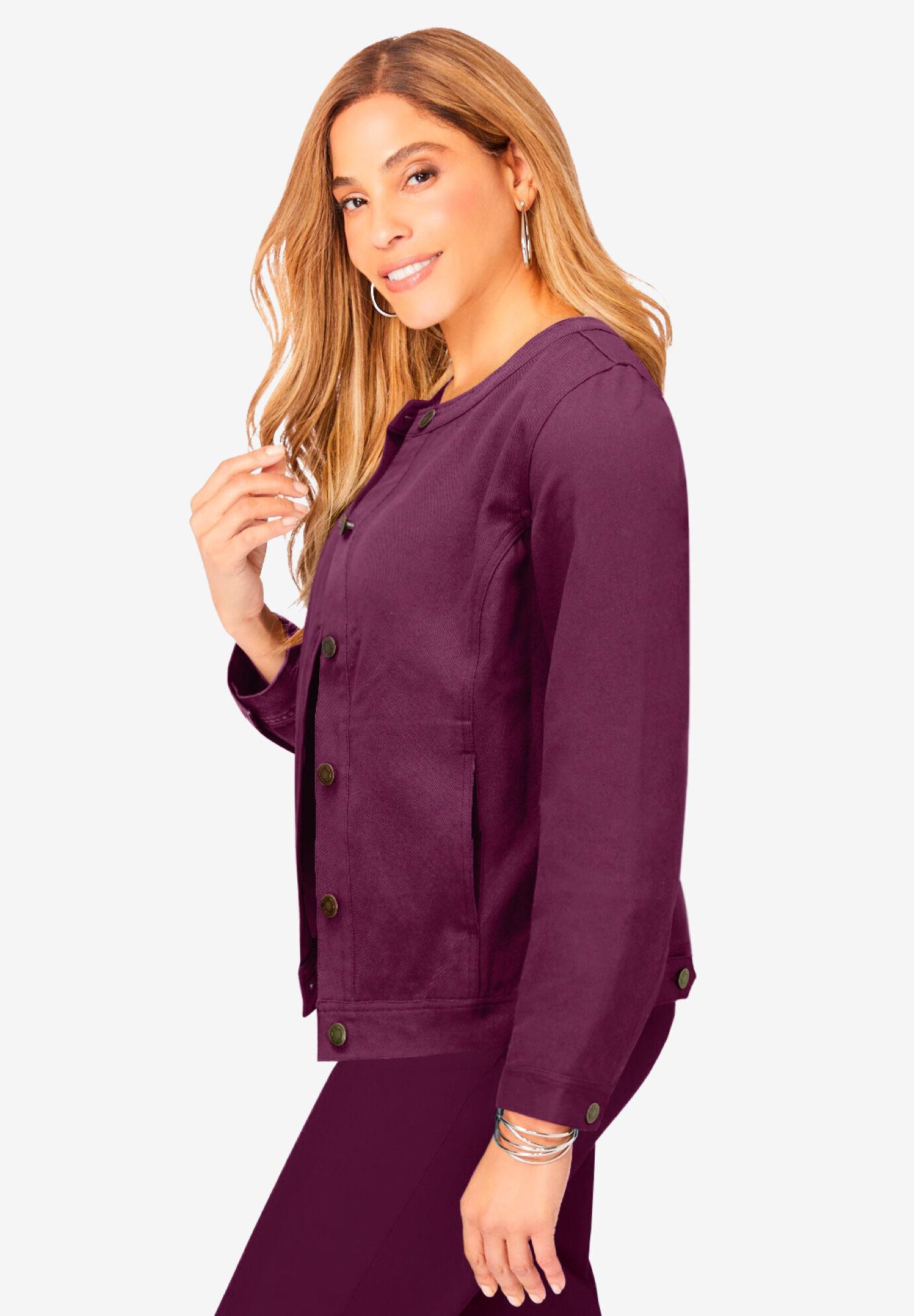 Collarless Denim Jacket | Woman Within