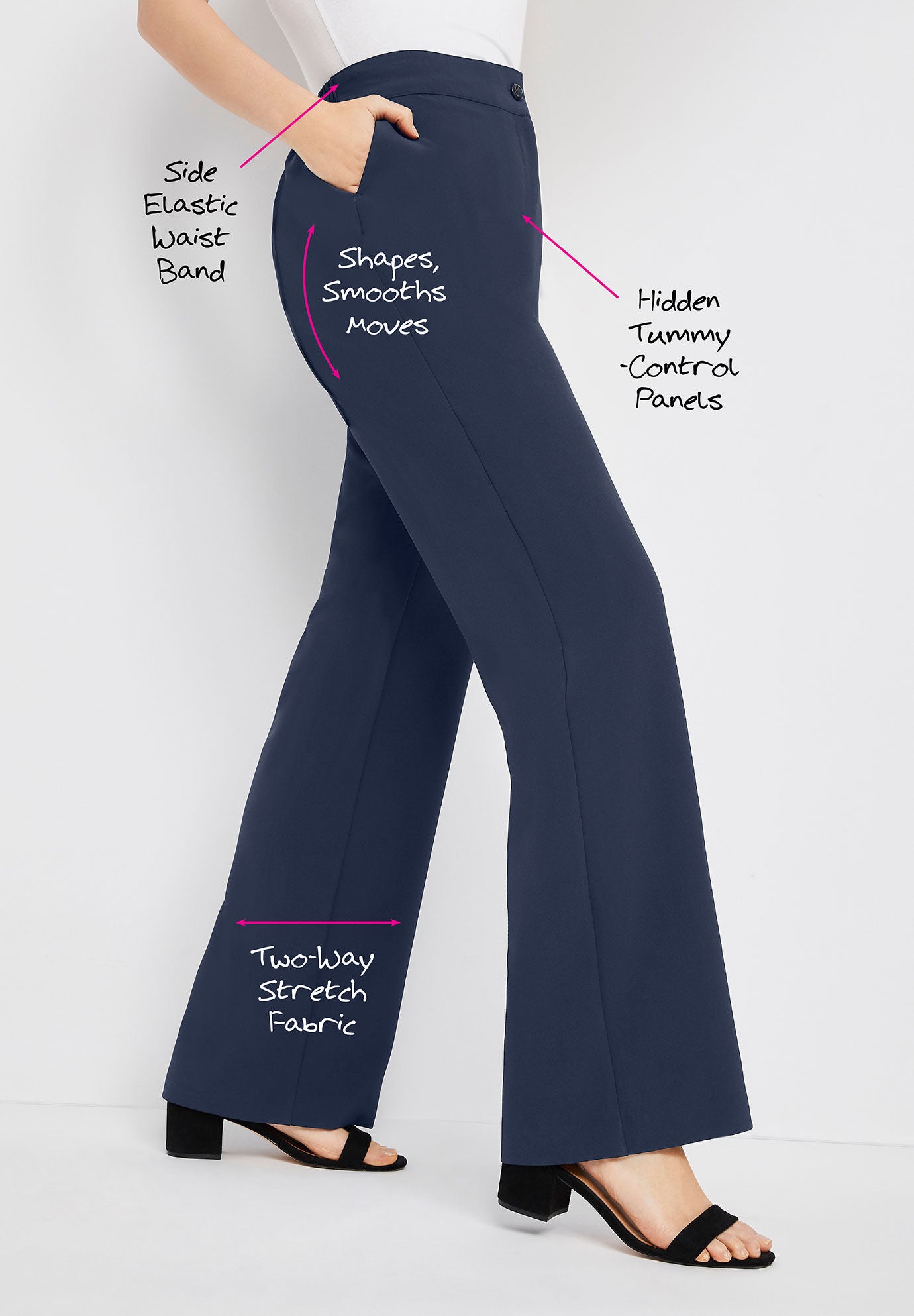 Tummy Control Bootcut Pant for Plus Size, Black | Woman Within