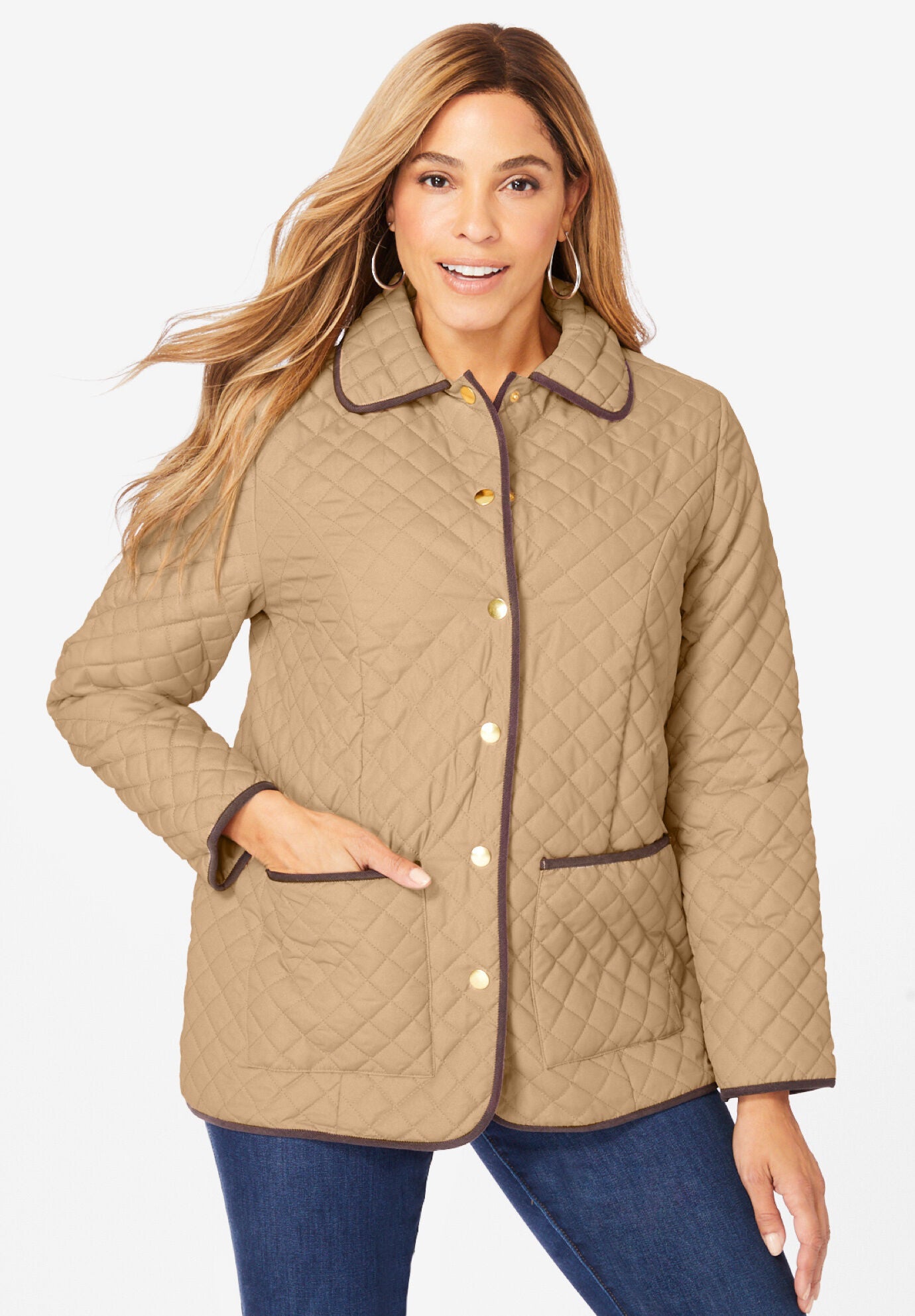 Snap-Front Quilted Coat | Woman Within