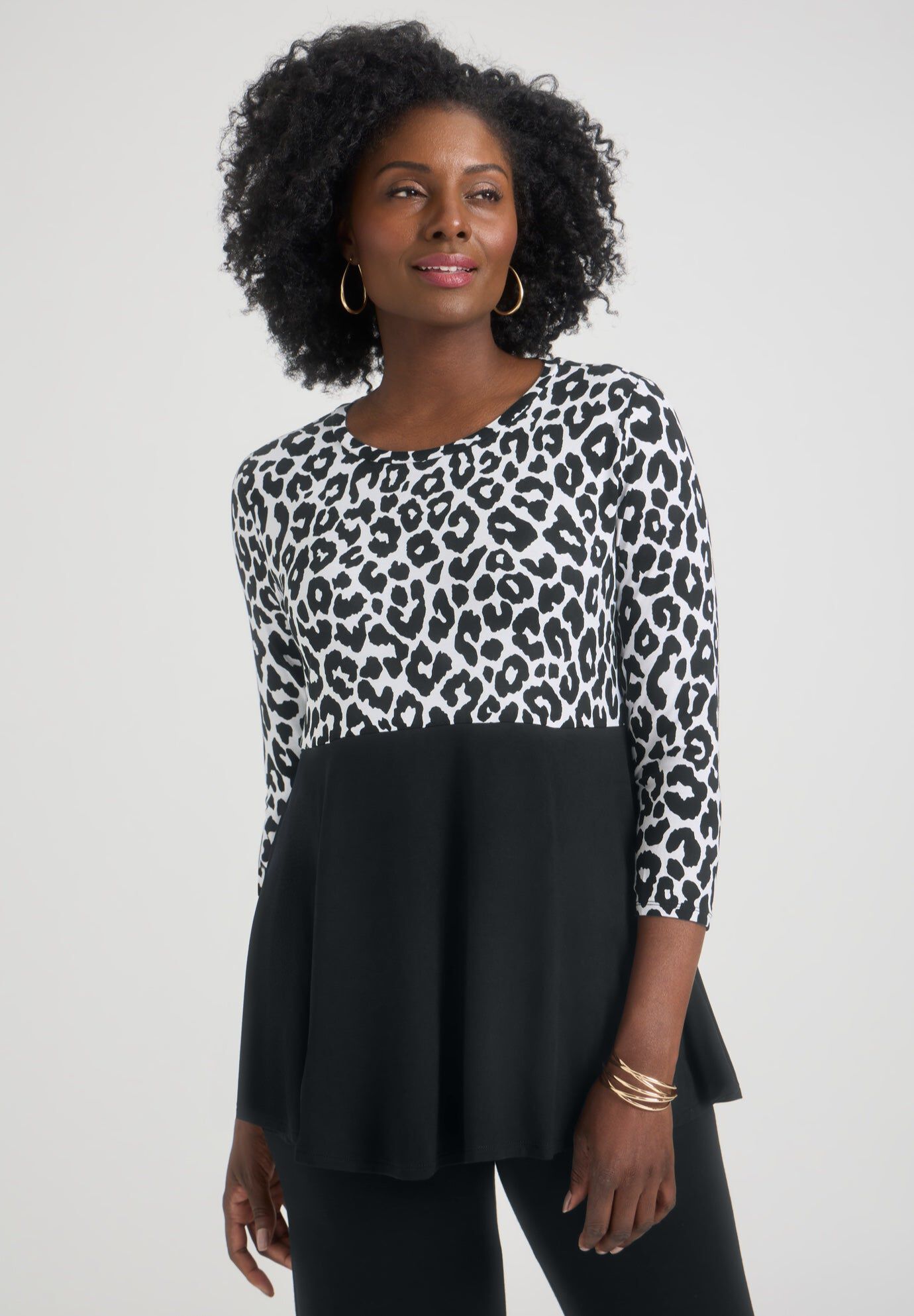 Printed Yoke Trapeze Tee | Woman Within