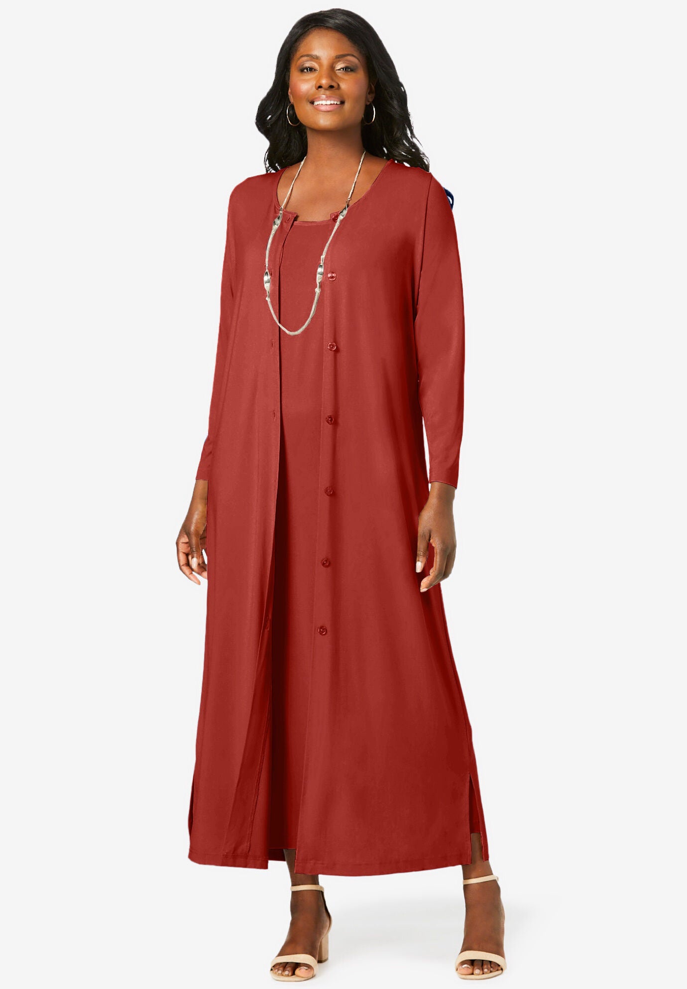 2-Piece Stretch Knit Duster Set | Woman Within