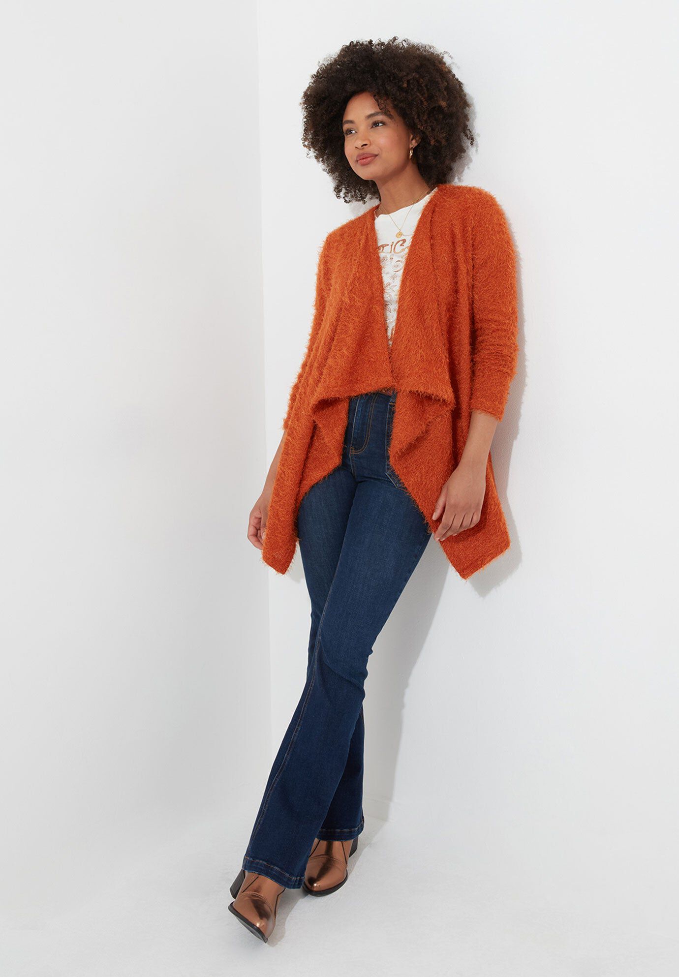 Fuzzy Cascade Cardigan | Woman Within