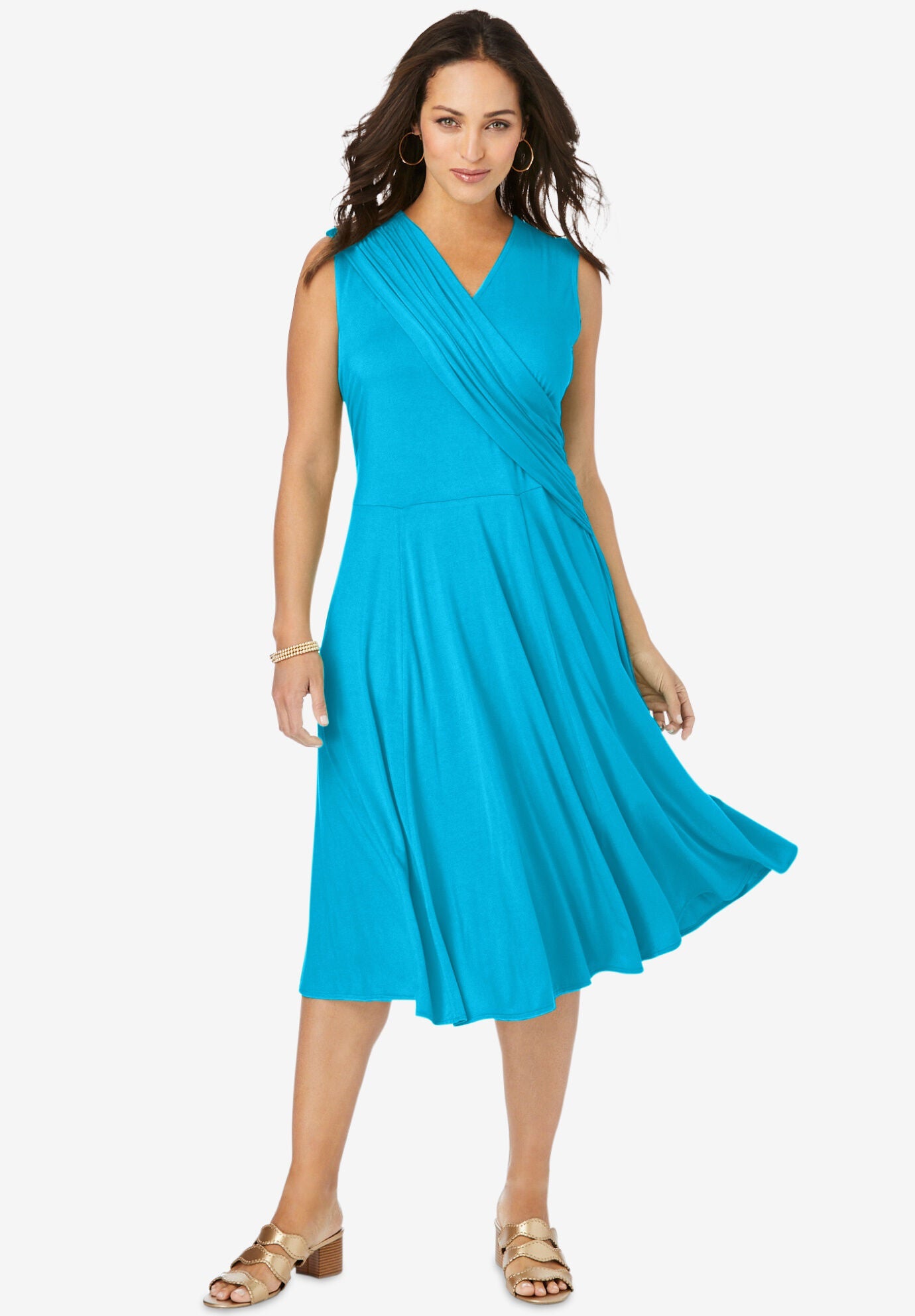 Asymmetrical Stretch Knit Drape-Over Dress, 4480040 | Woman Within