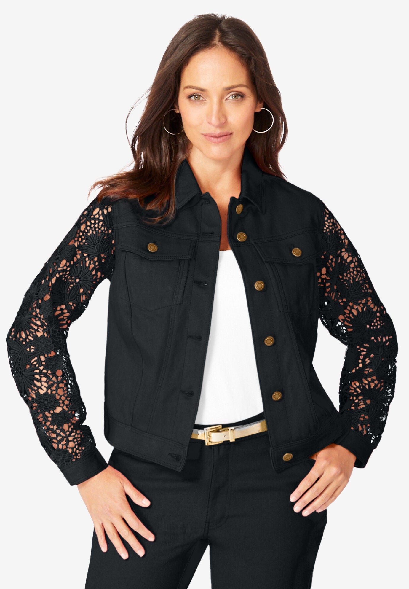 Lace Sleeve Denim Jacket | Woman Within