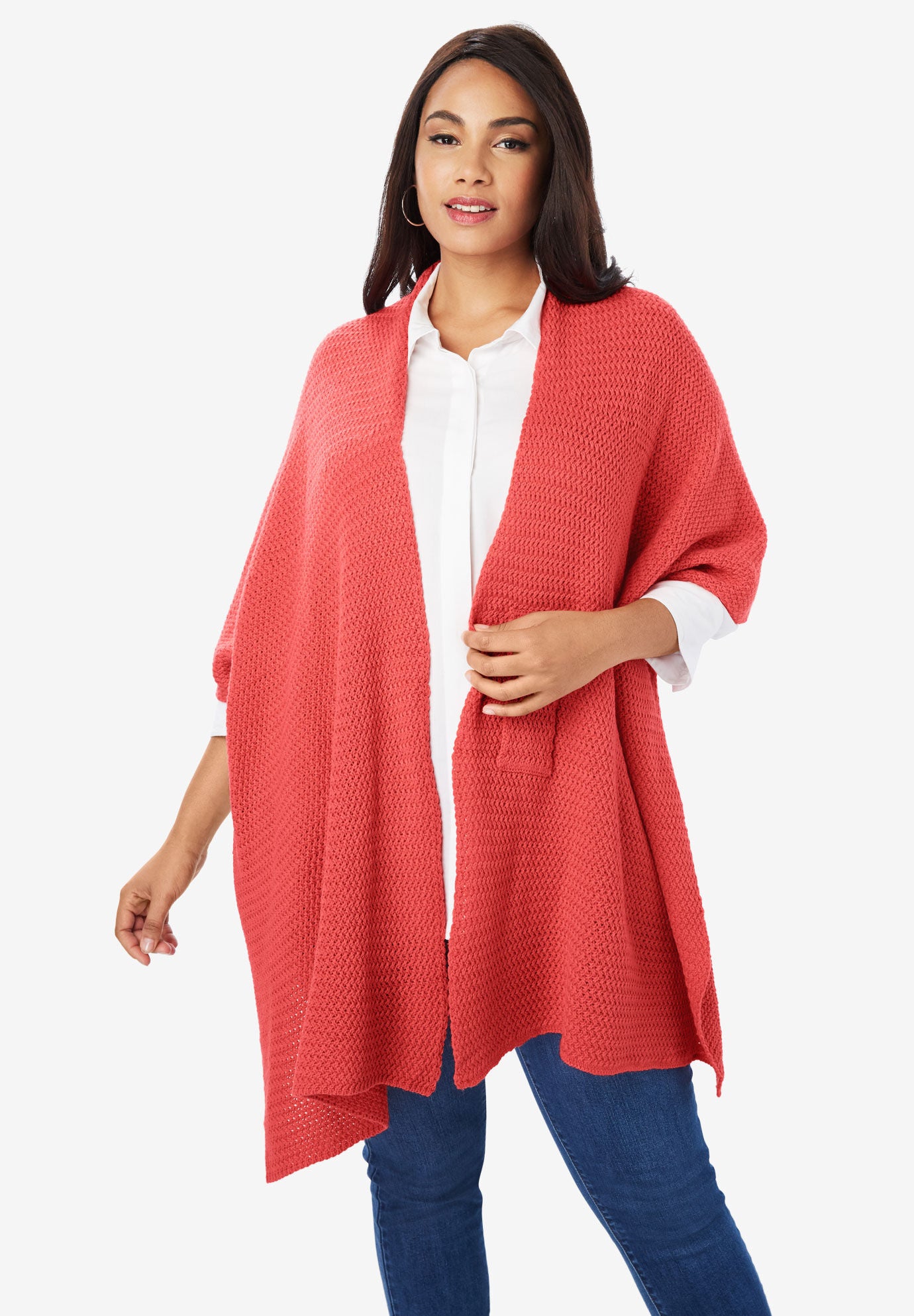 Plus Size Acrylic Sweater Wrap | Woman Within