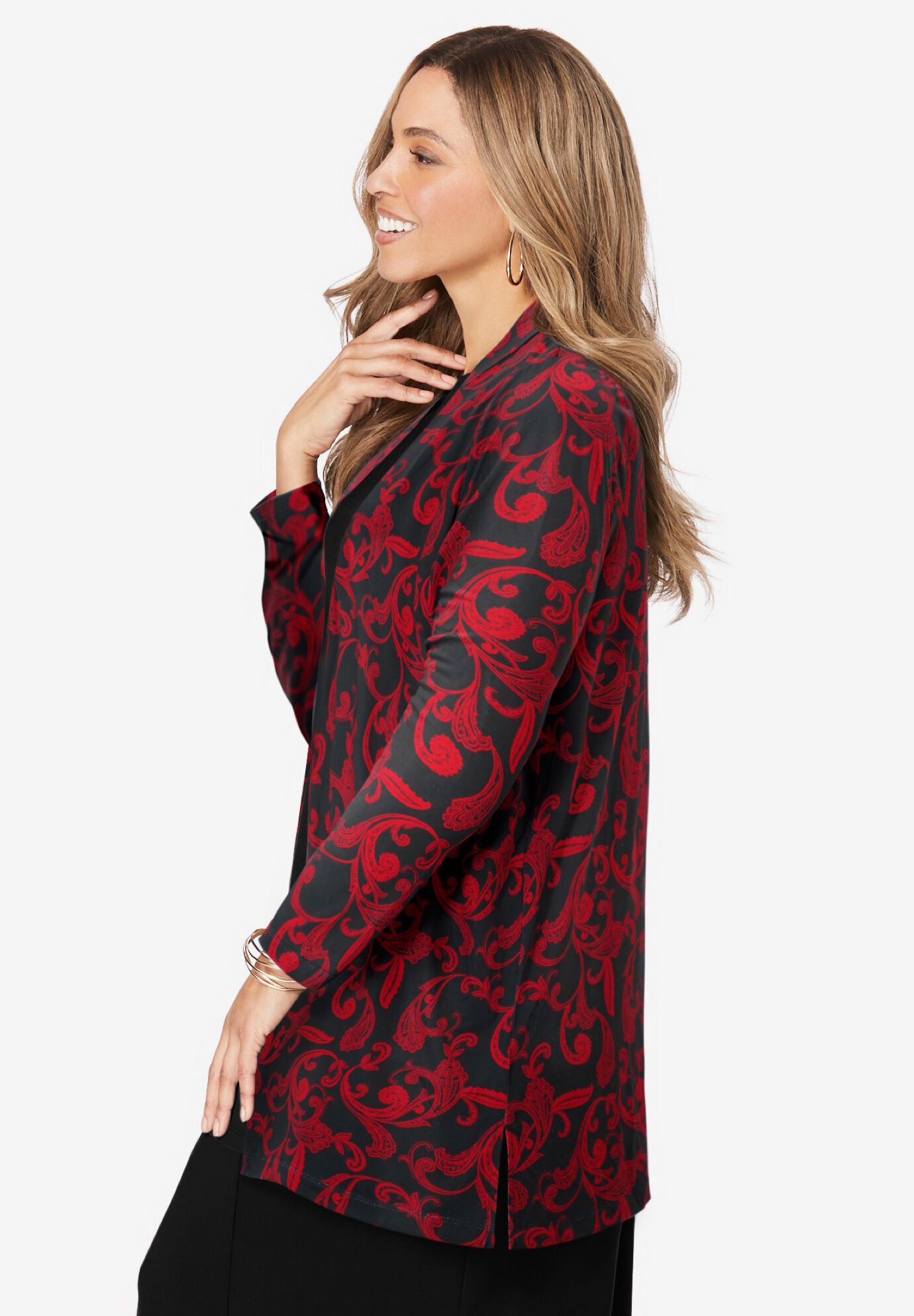 Stretch Knit Open Front Knit Topper | Woman Within