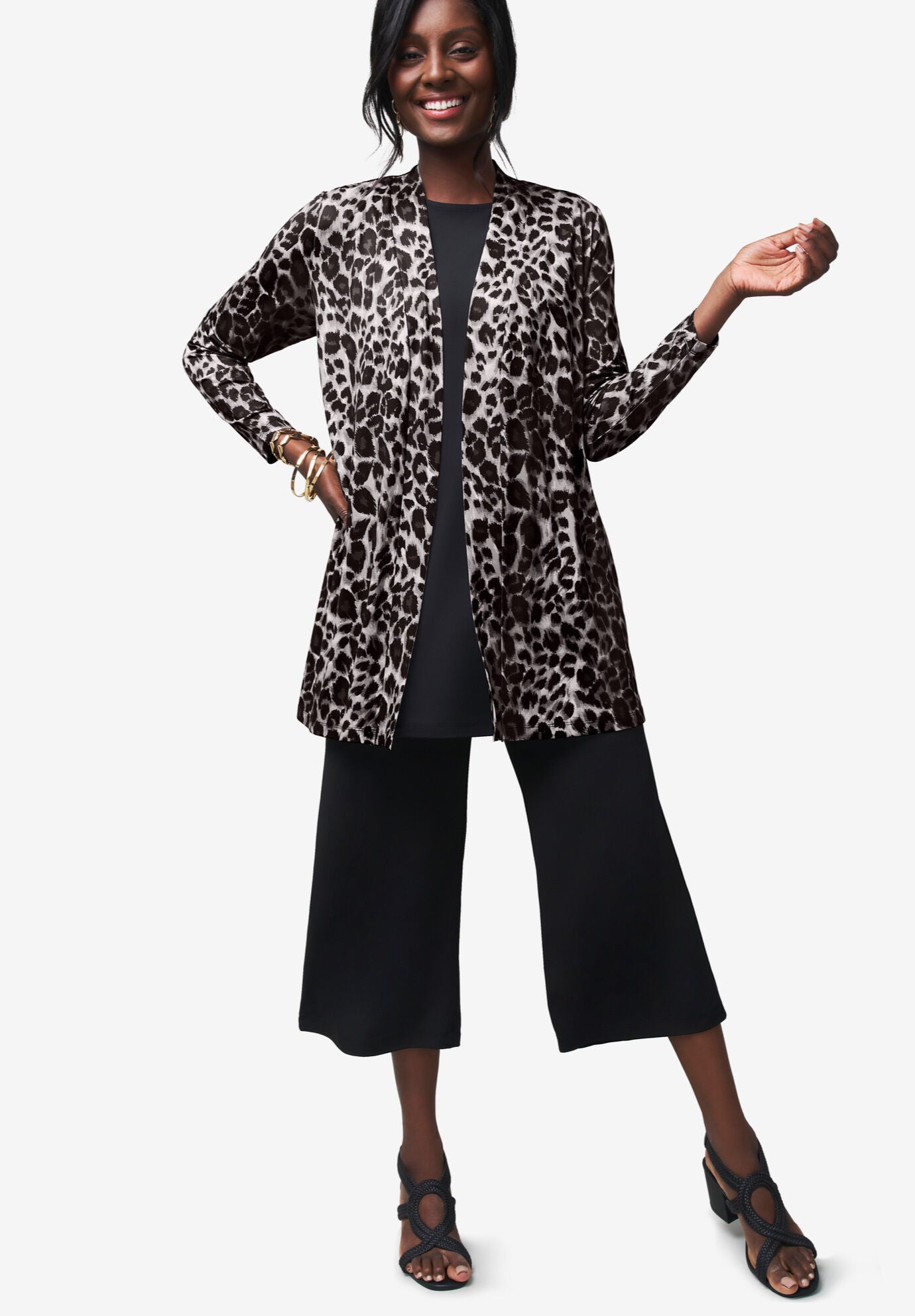 Stretch Knit Open Front Knit Topper | Woman Within