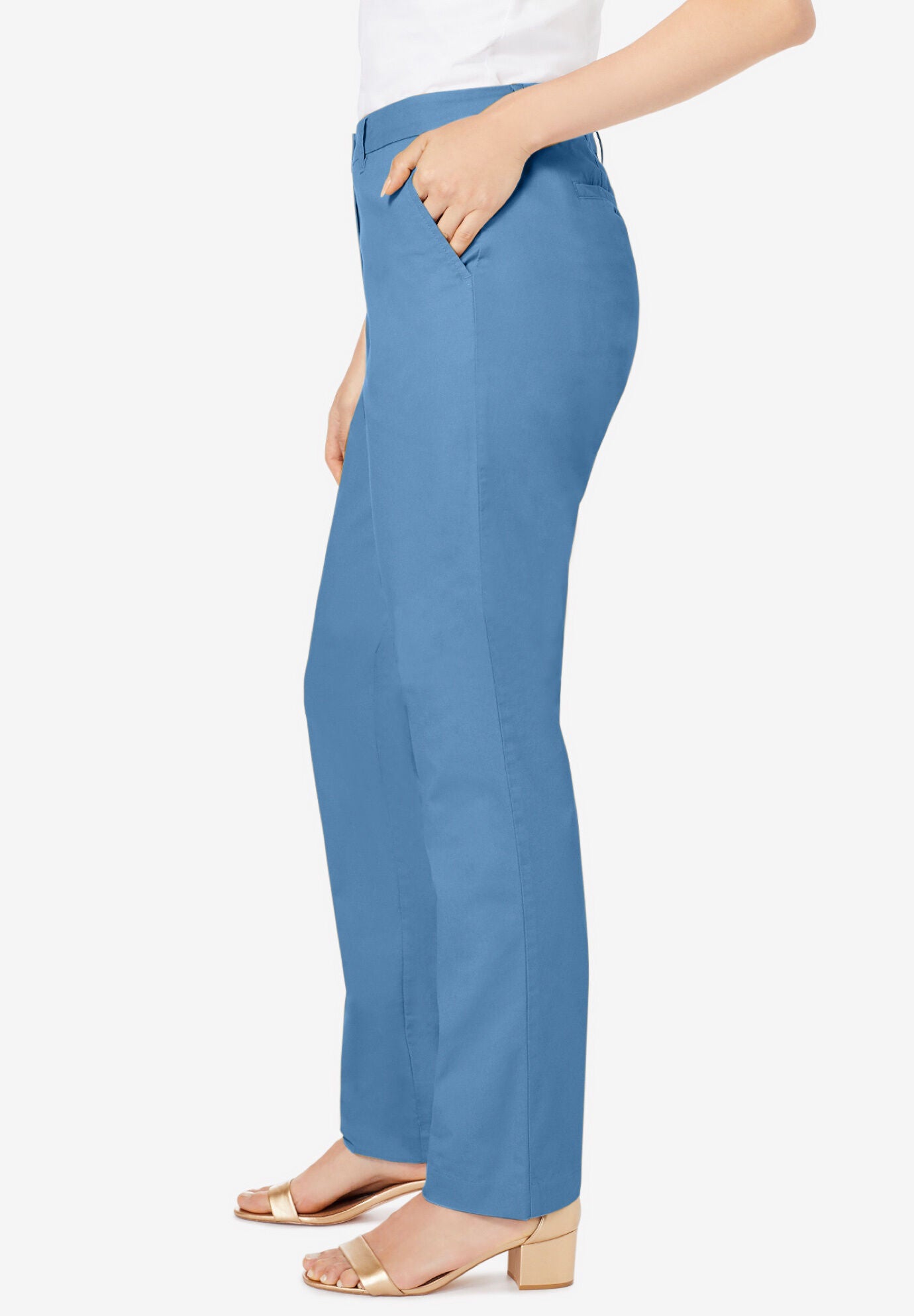Stretch Cotton Chino Straight Leg Pant | Woman Within