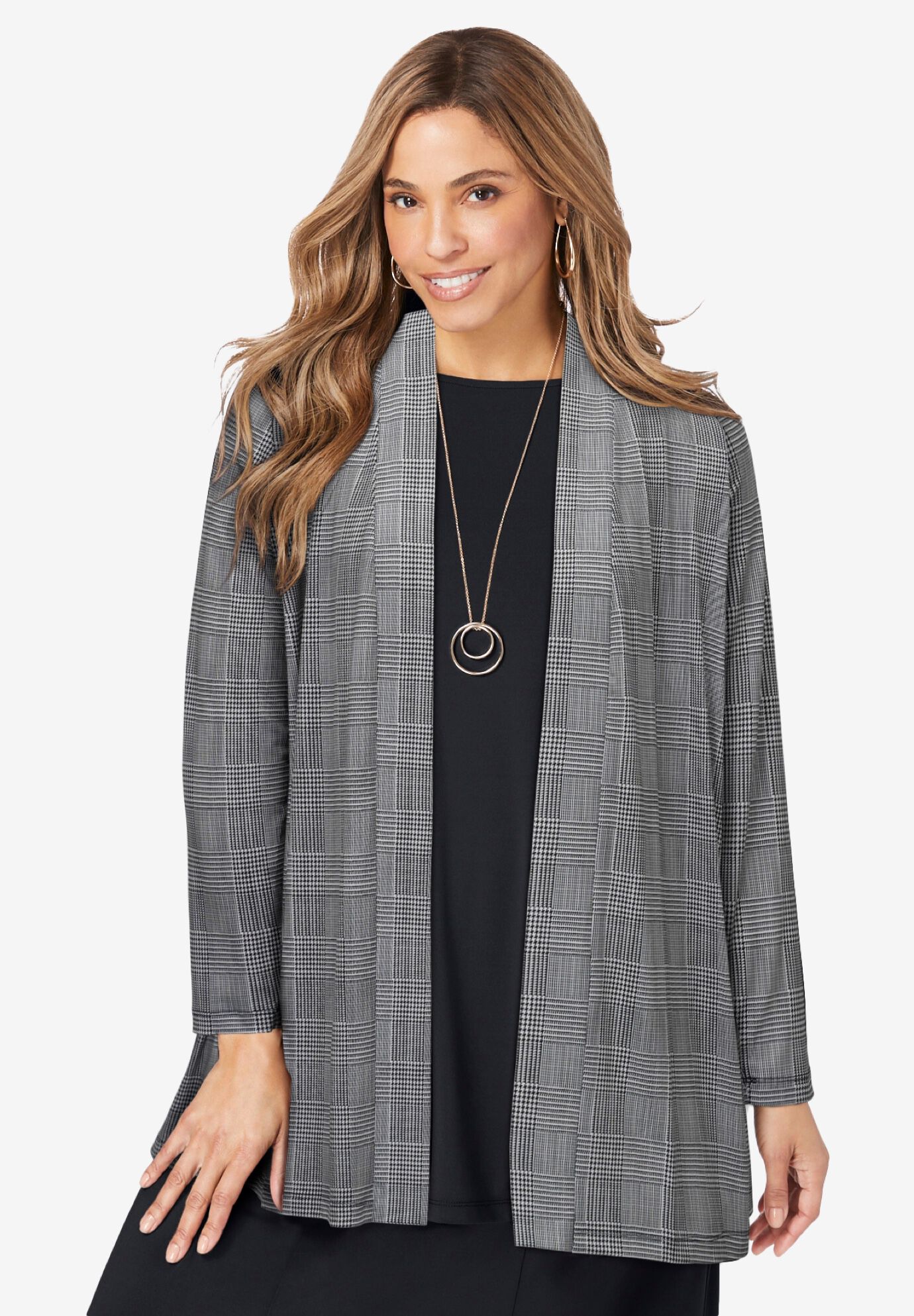 Stretch Knit Open Front Knit Topper | Woman Within