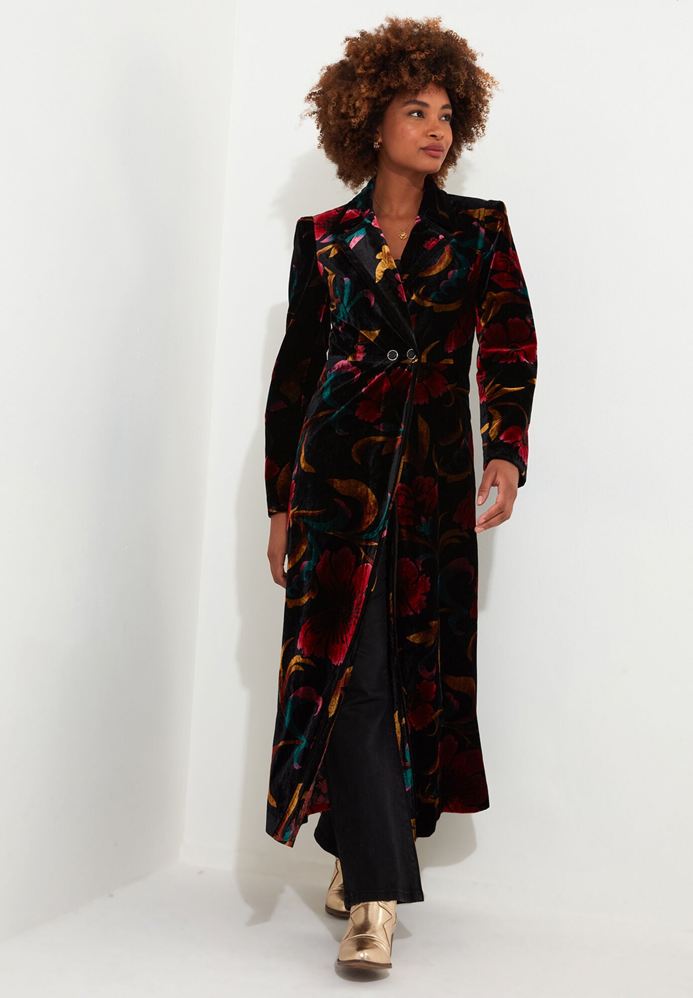 Longline Floral Velvet Blazer | Woman Within