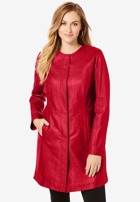 Three-Quarter Leather Jacket | Woman Within