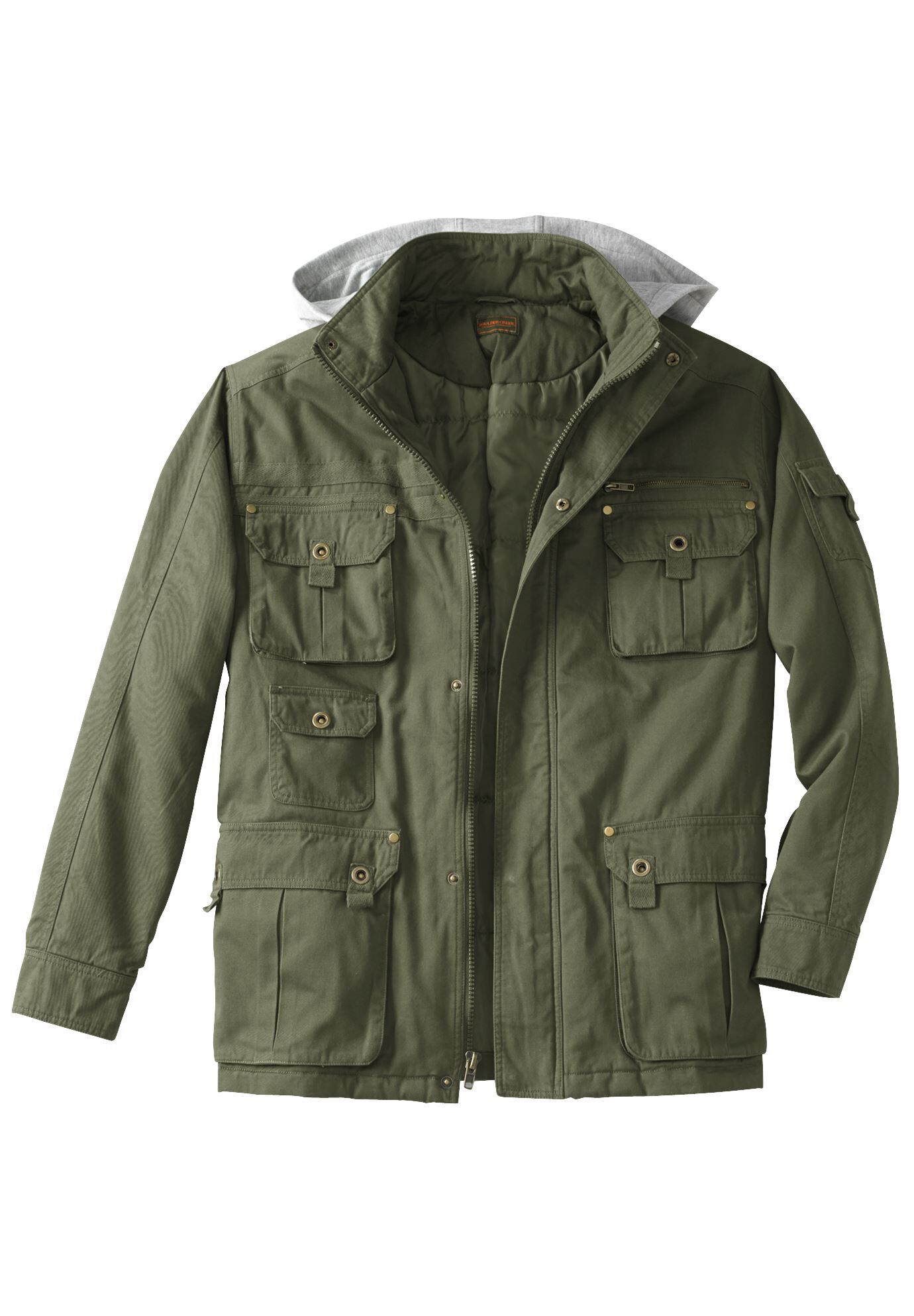 9 Pocket Twill Utility Jacket with Removable Hood | Woman Within