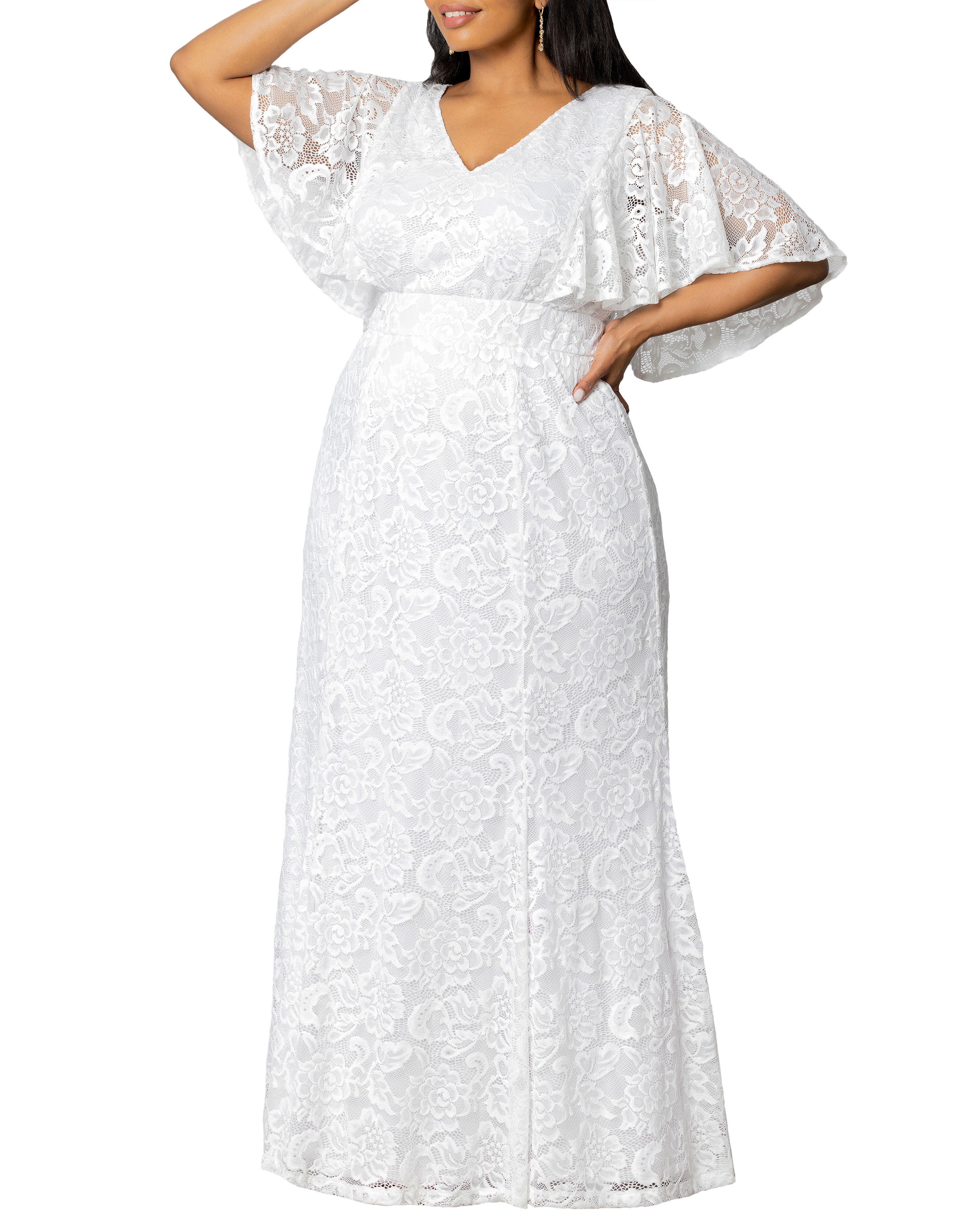 Clarissa Long Lace Wedding Dress | Woman Within