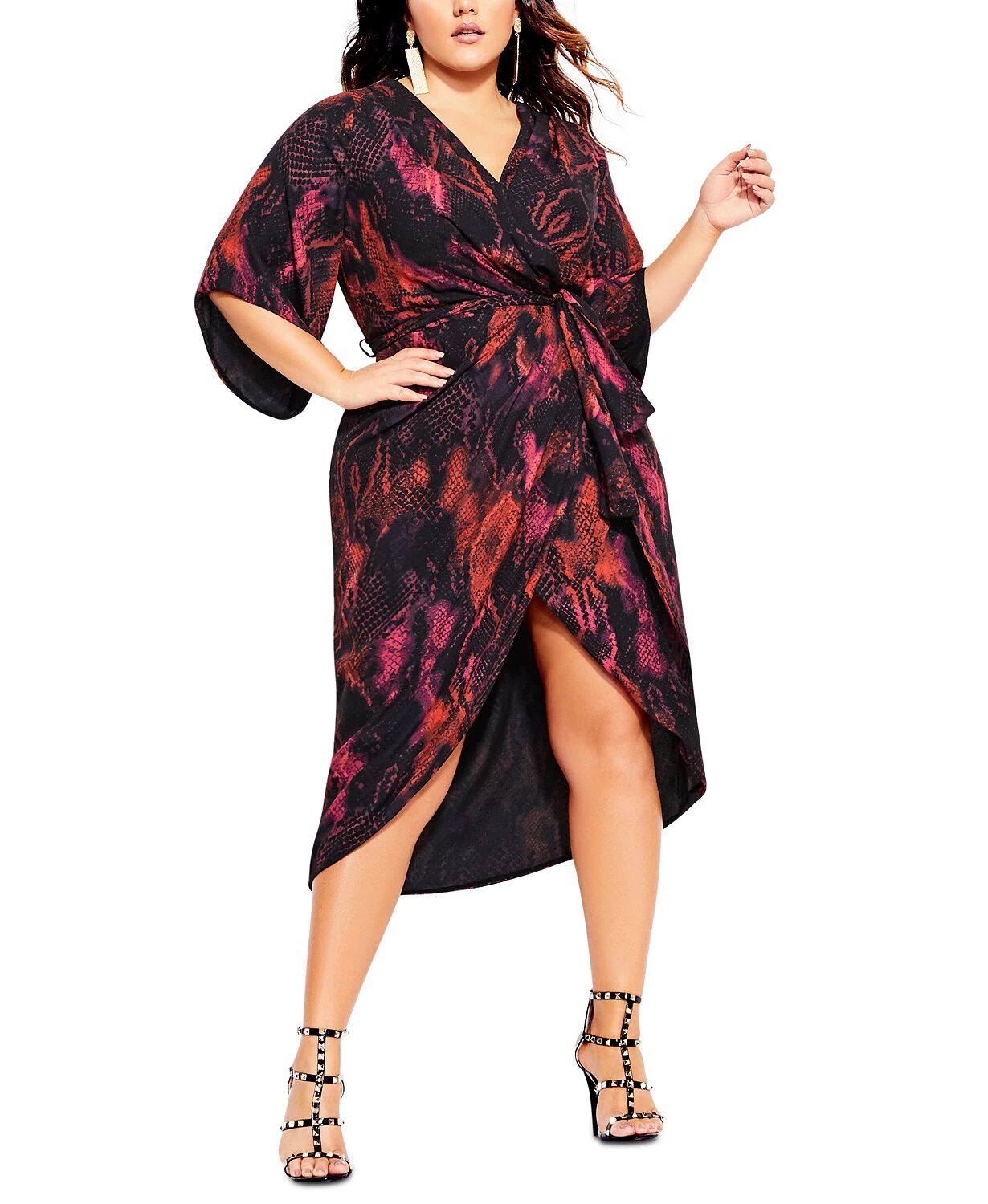 City Chic Women's Trendy Plus Size Garnet Slither Dress Bright Red Size ...