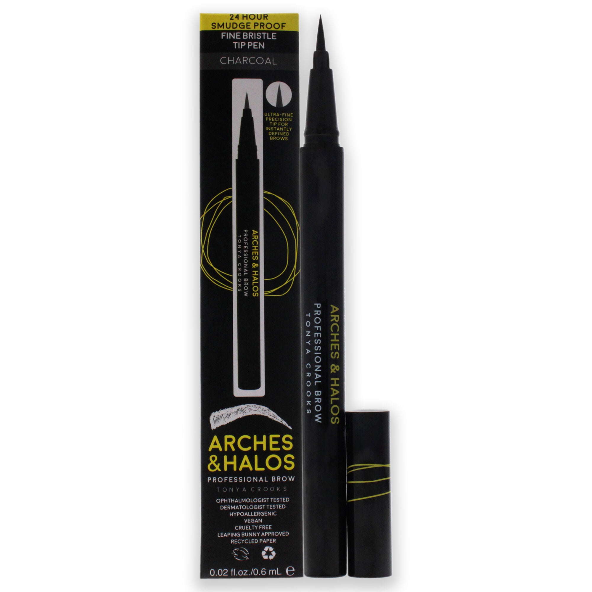 Fine Bristle Tip Pen - Charcoal by Arches and Halos for Women - 0.02 oz ...