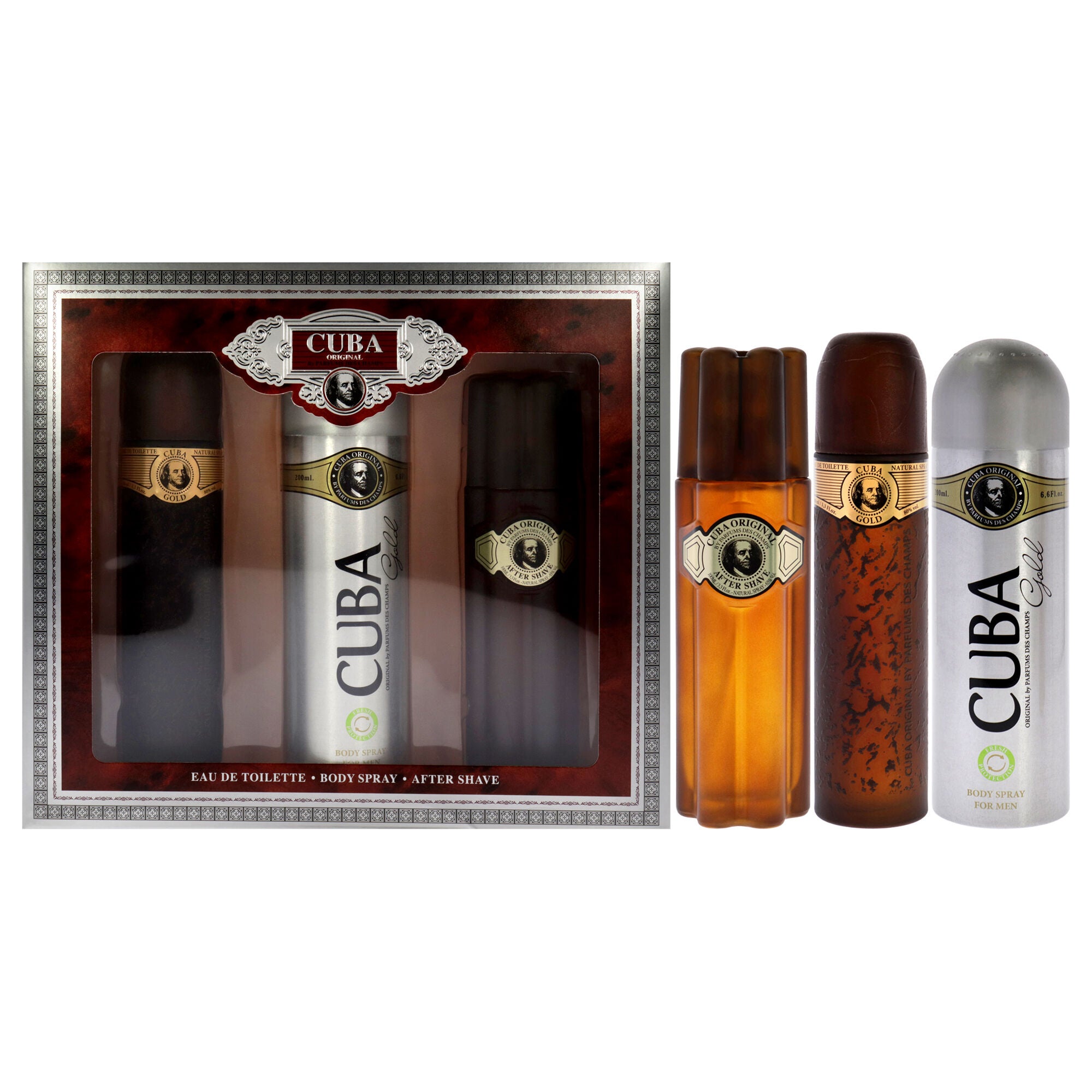 Cuba Gold by Cuba for Men - 3 Pc Gift Set 3.3oz EDT Spray, 6.6oz ...