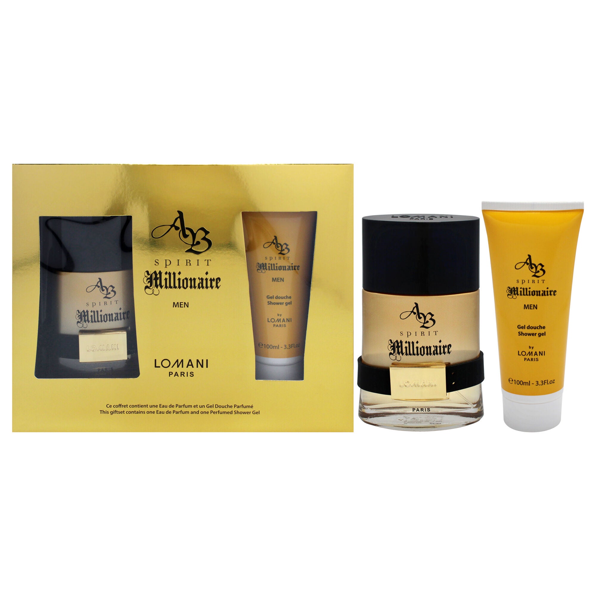AB Spirit Millionaire by Lomani for Men - 2 Pc Gift Set 3.3oz EDP Spray, 3.3oz Shower Gel ...