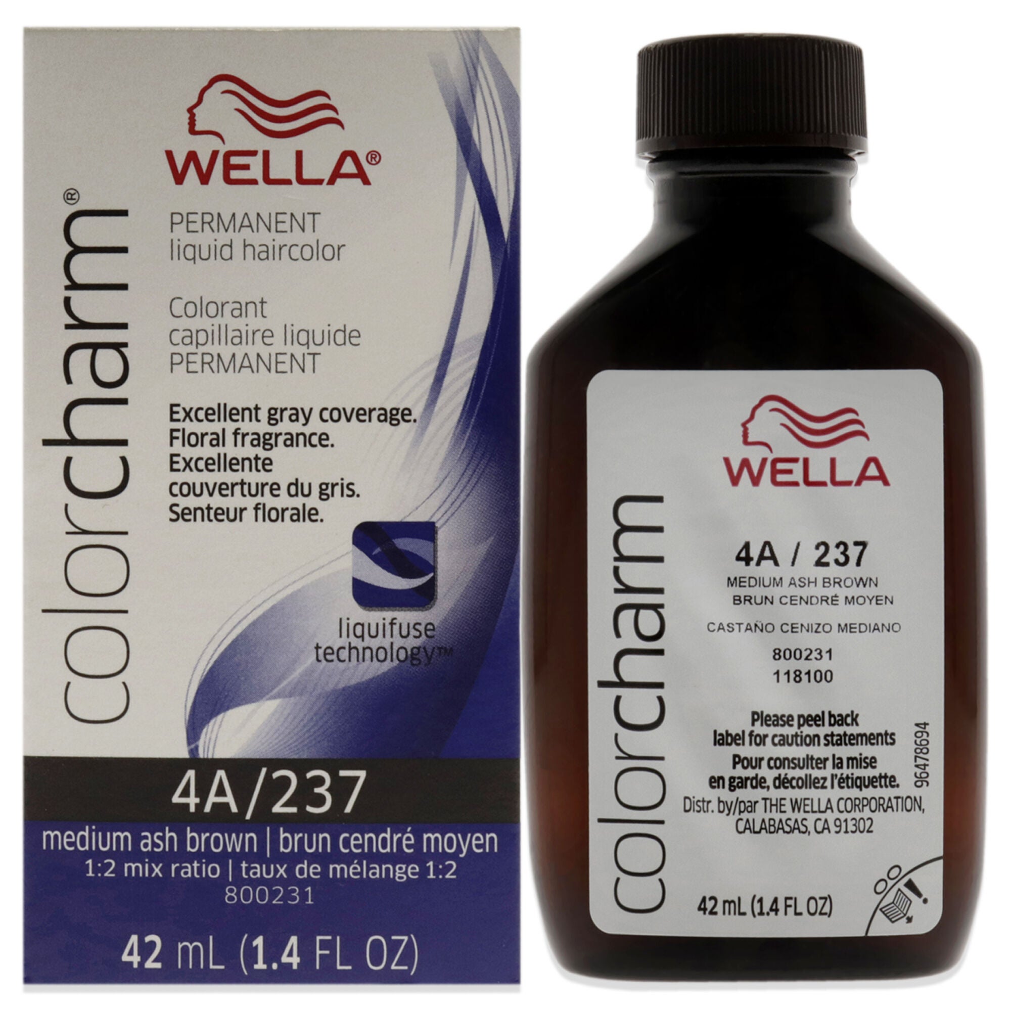 Color Charm Permanent Liquid Hair Color - 237 4A Medium Ash Brown by ...