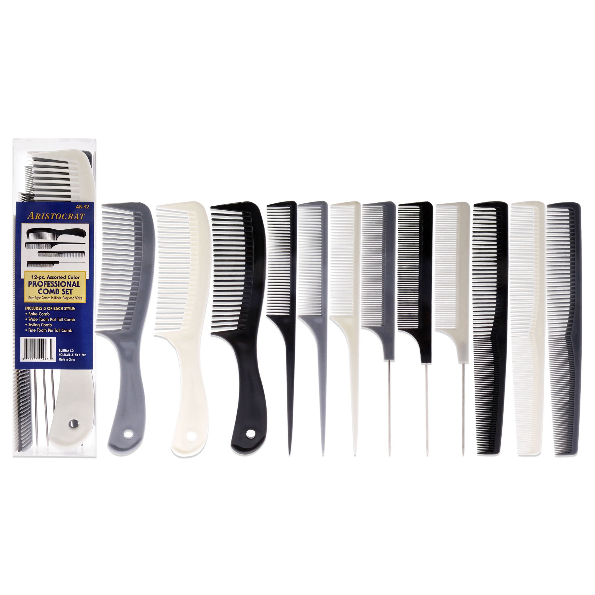 Assorted Color Professional Comb Set by Aristocrat for Unisex - 12 Pc ...