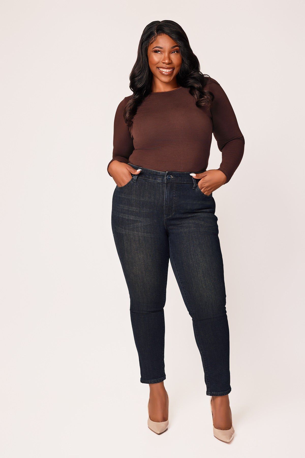 Denim High Rise Skinny Jeans in 28" Inseam | Woman Within