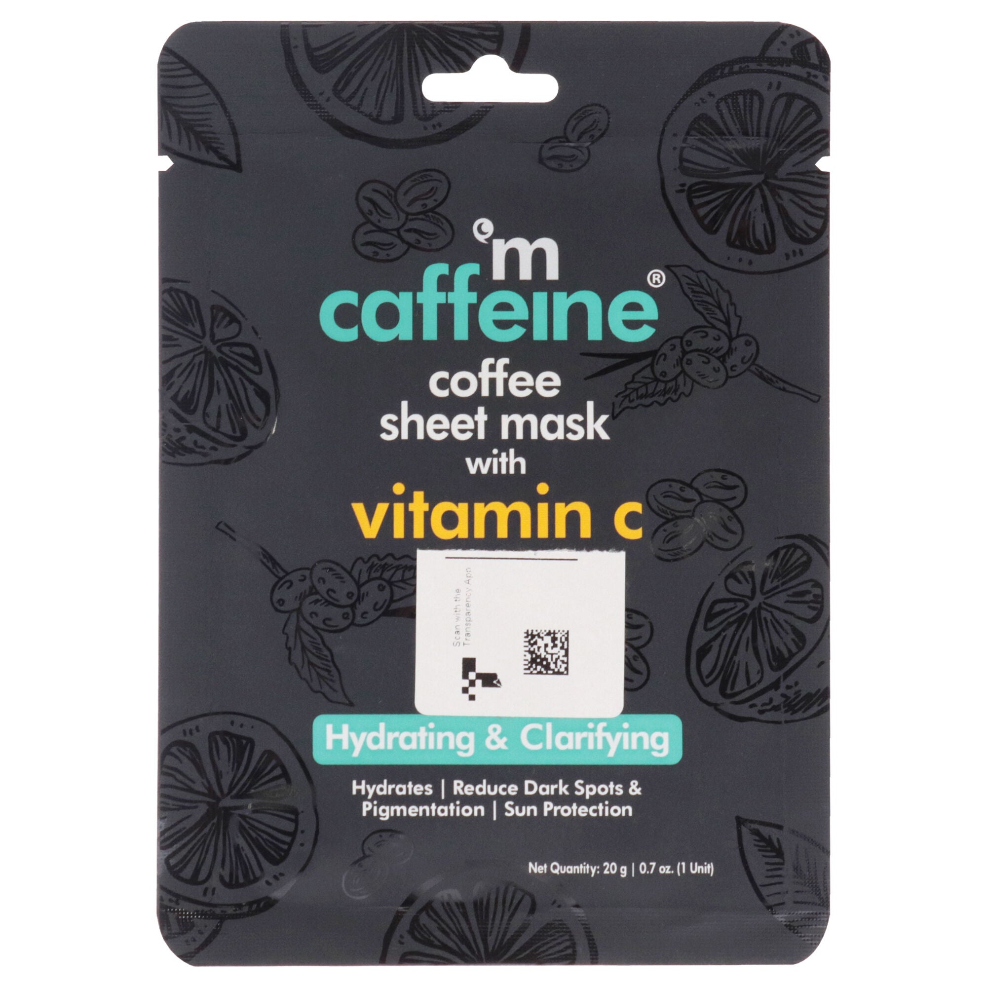 Coffee Sheet Mask with Vitamin C by mCaffeine for Unisex - 0.7 oz Mask ...