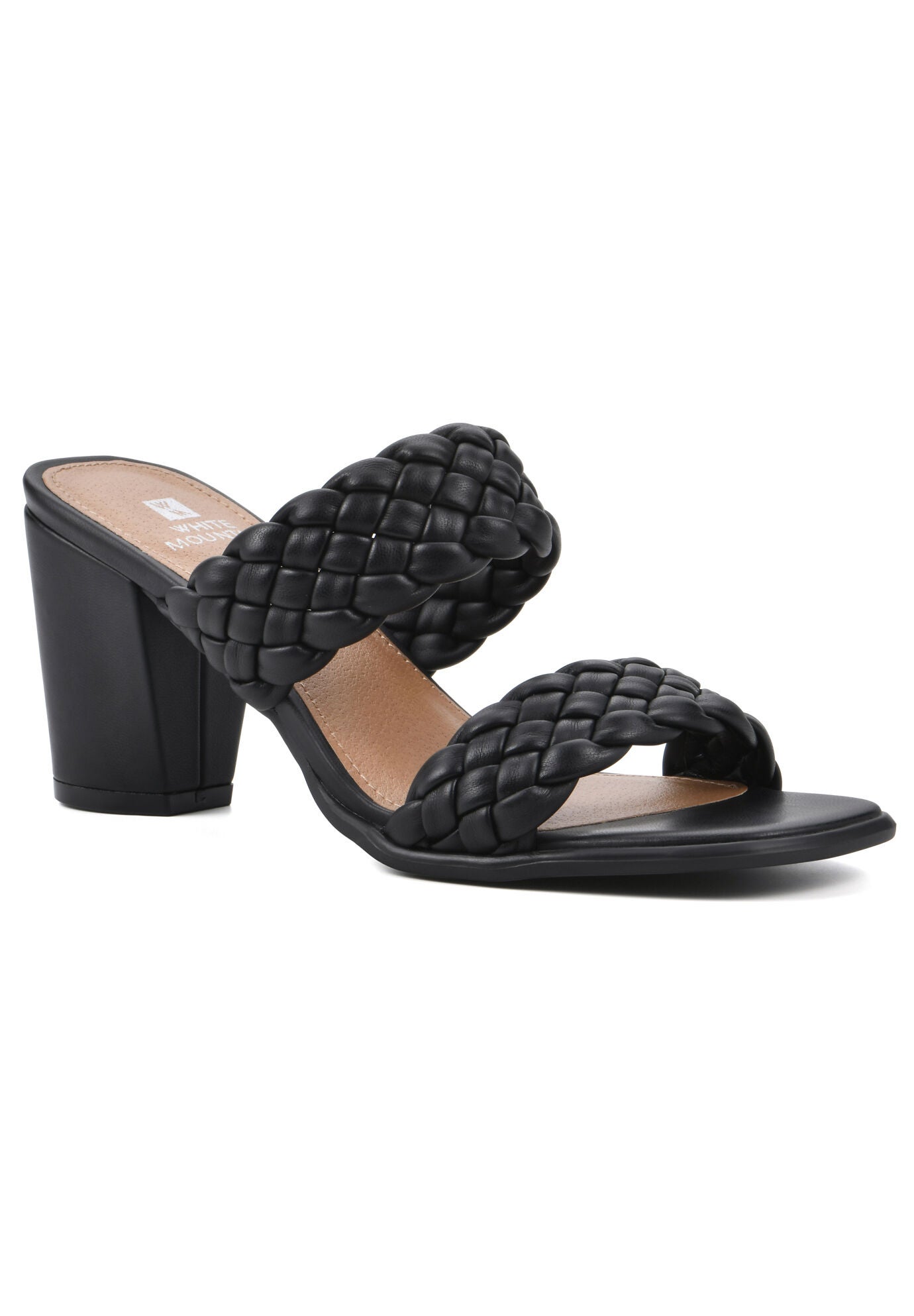 Dressy By Far Sandal with 3" Heel, Black Smooth | Woman Within