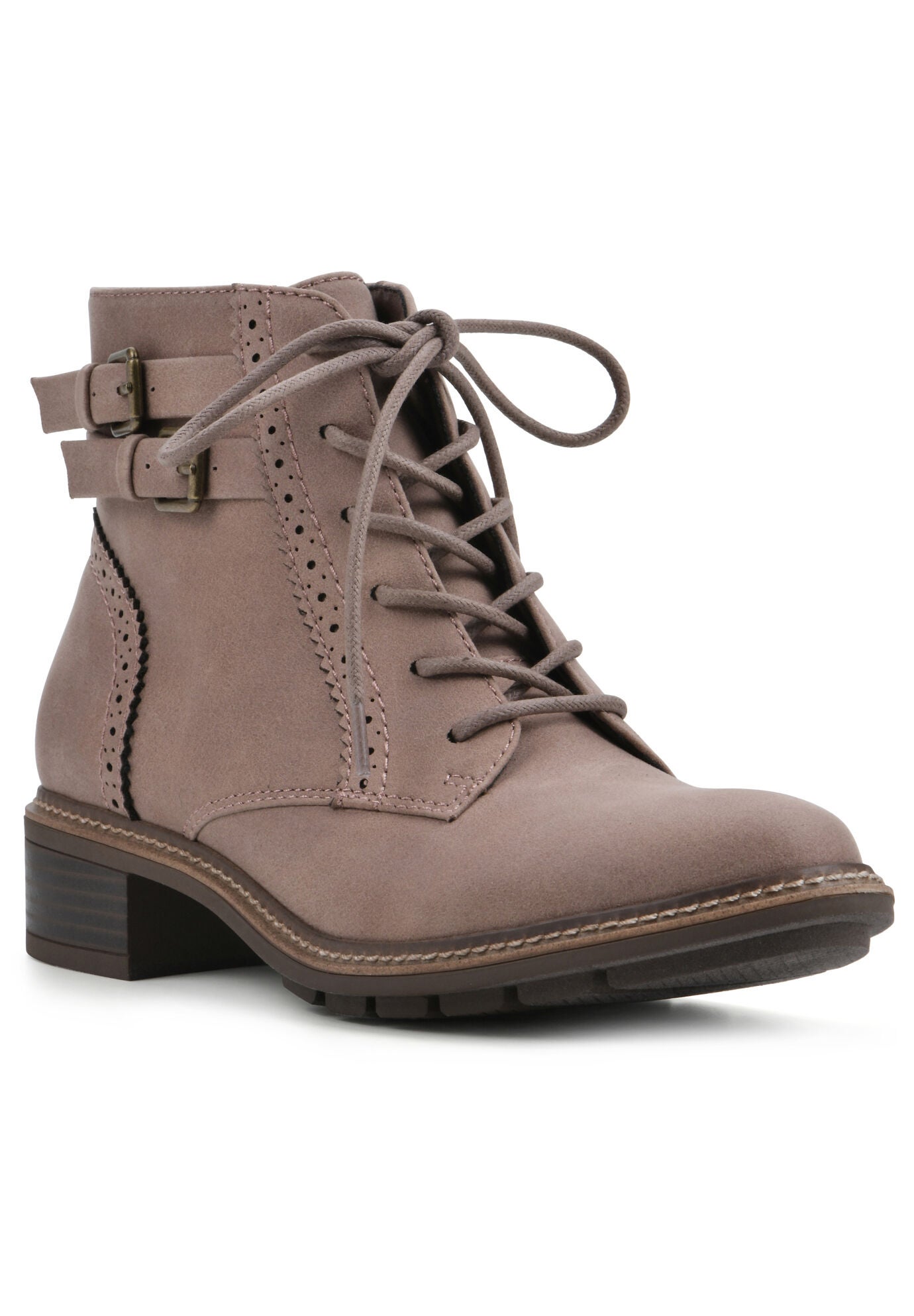 Elibeth Bootie - Lace-Up Women's Ankle Boot, Stone Fabric | Woman Within