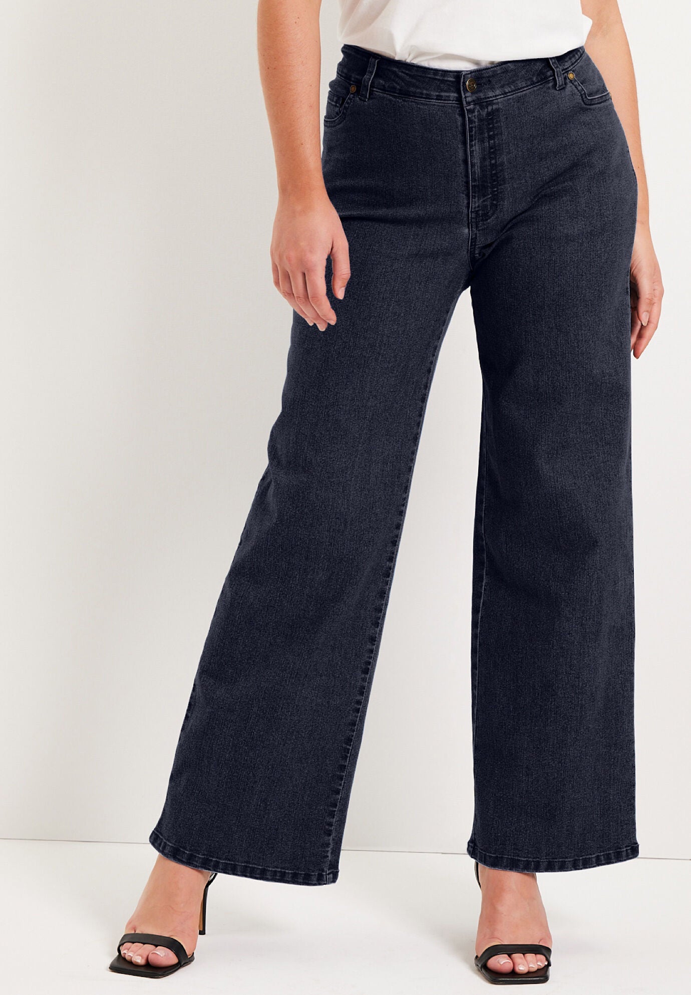 Wide-Leg Jeans - June Fit, 31" Inseam, Medium Blue | Woman Within