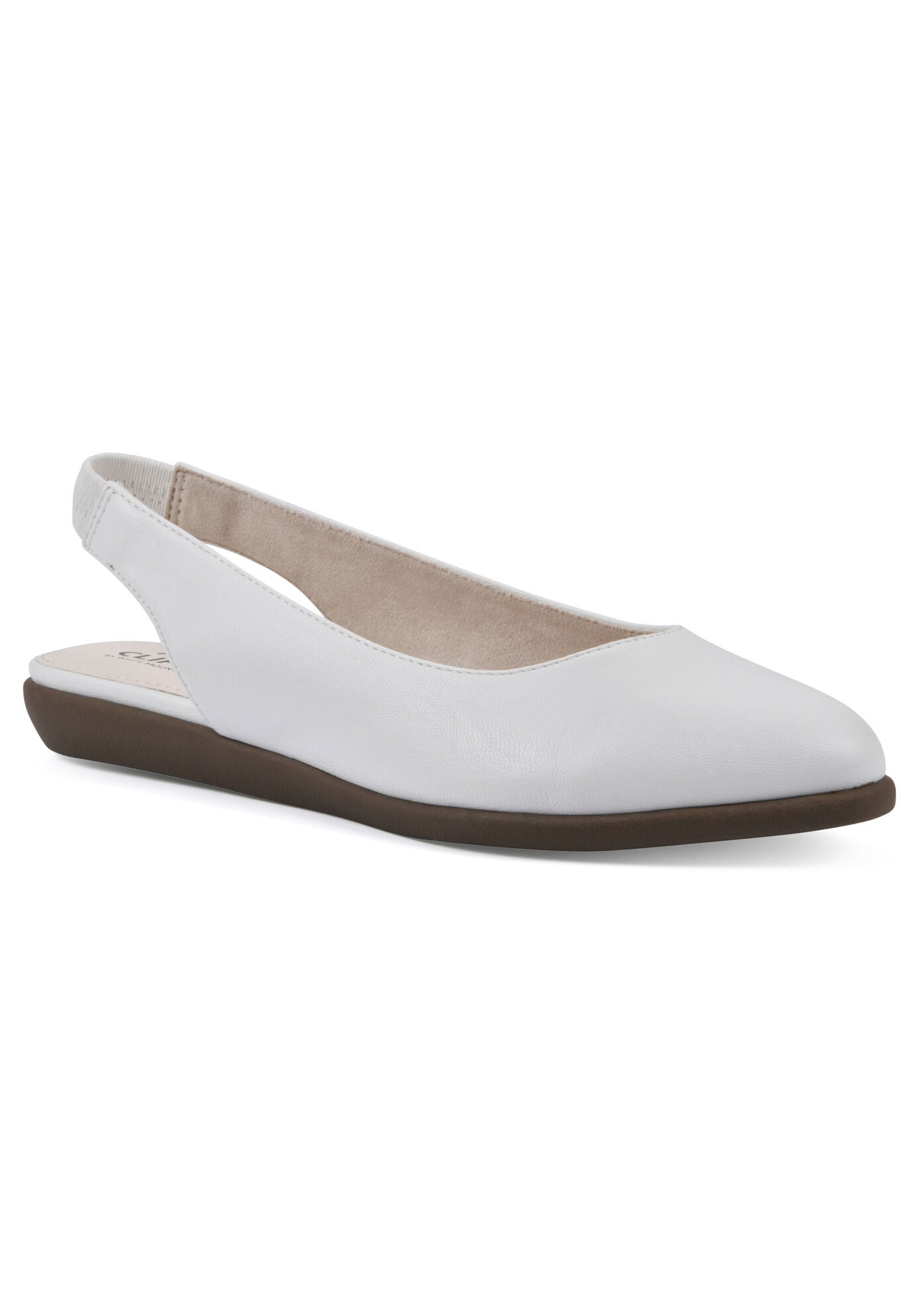 Memory Sling Back Flat - Comfy Flats for Women, White Smooth | Woman Within