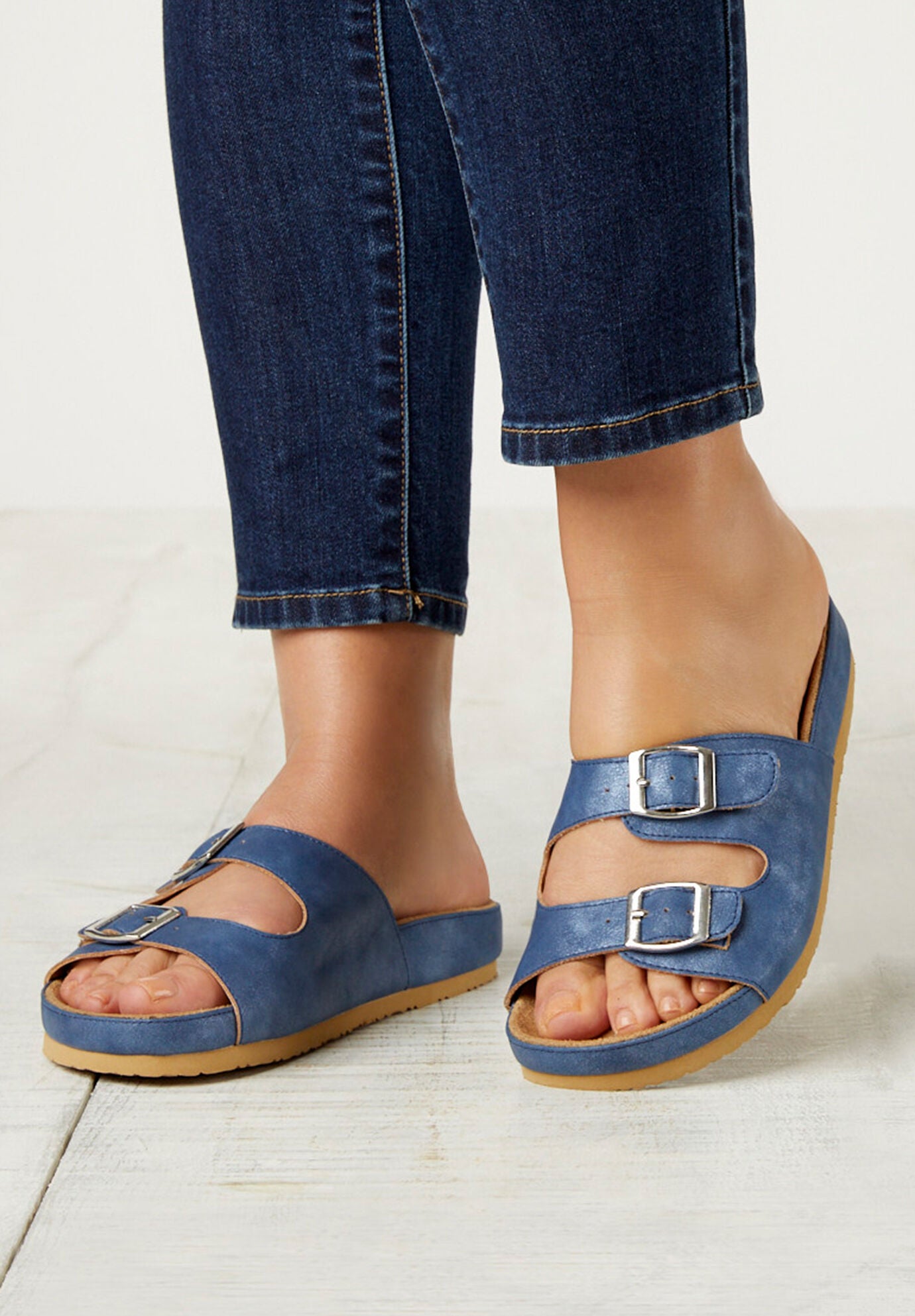 Casual Footbed Sandal - The Maxi Slip On, Black | Woman Within